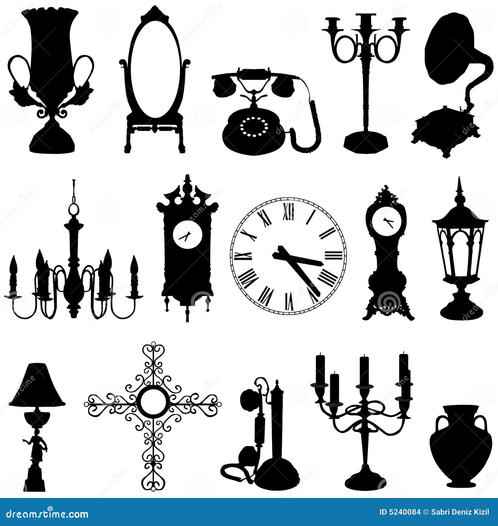 Antique objects stock vector. Illustration of flower, shape - 5240084