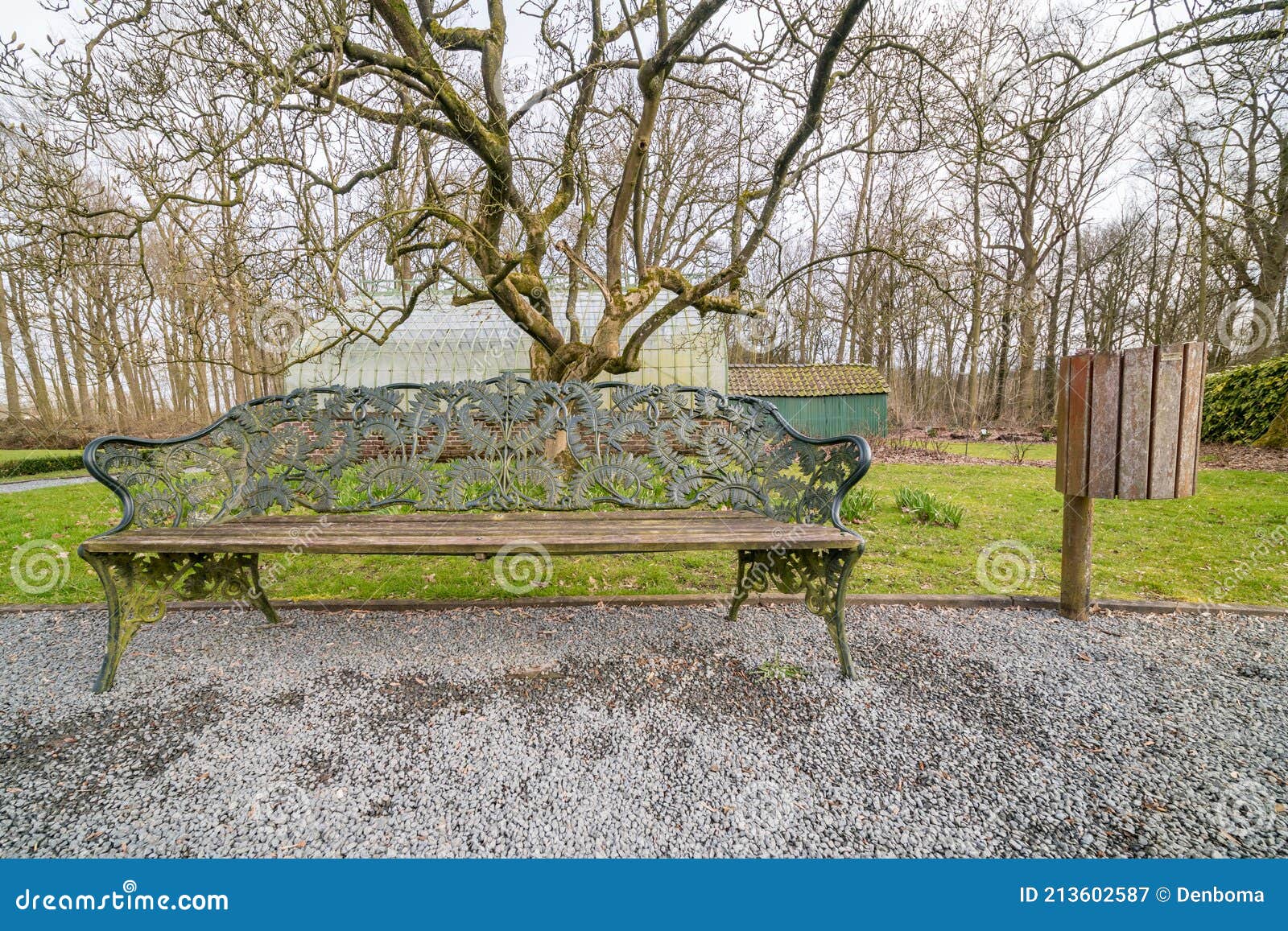 Antique old park bench stock image. Image of nature - 213602587