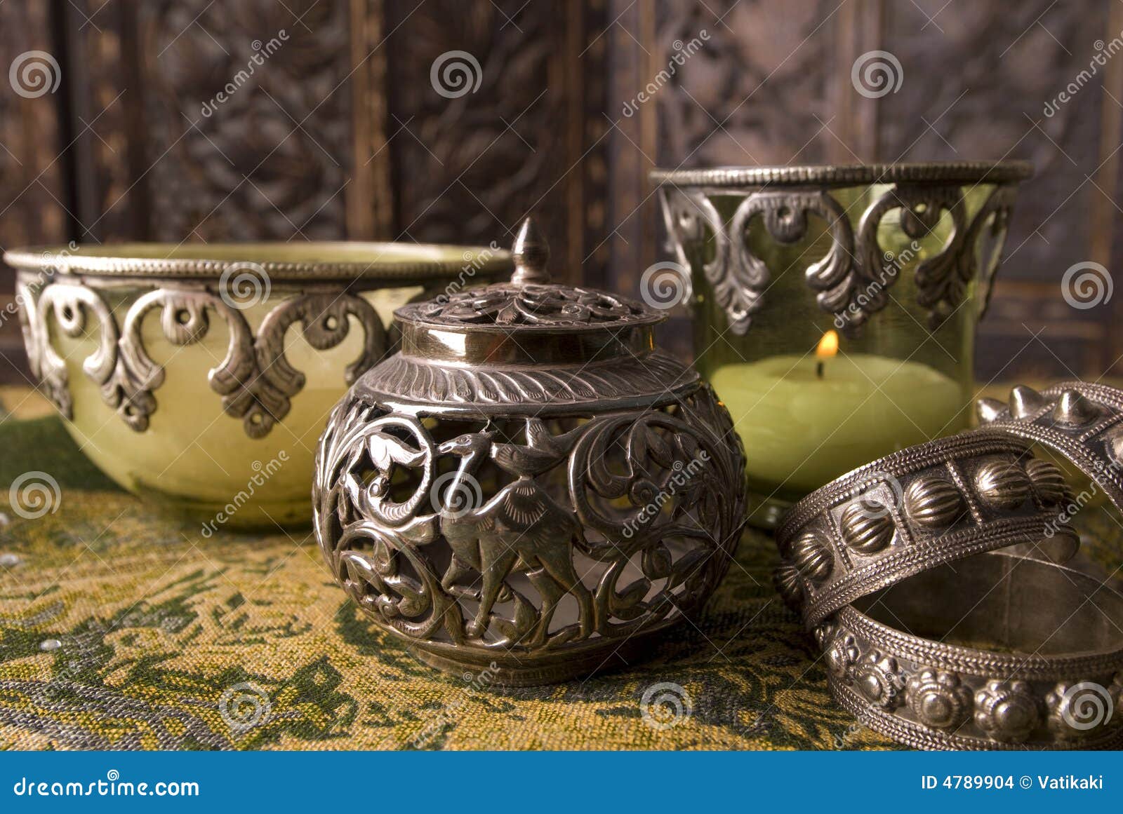 Antique Omani silver stock photo. Image of romantic, flame - 4789904
