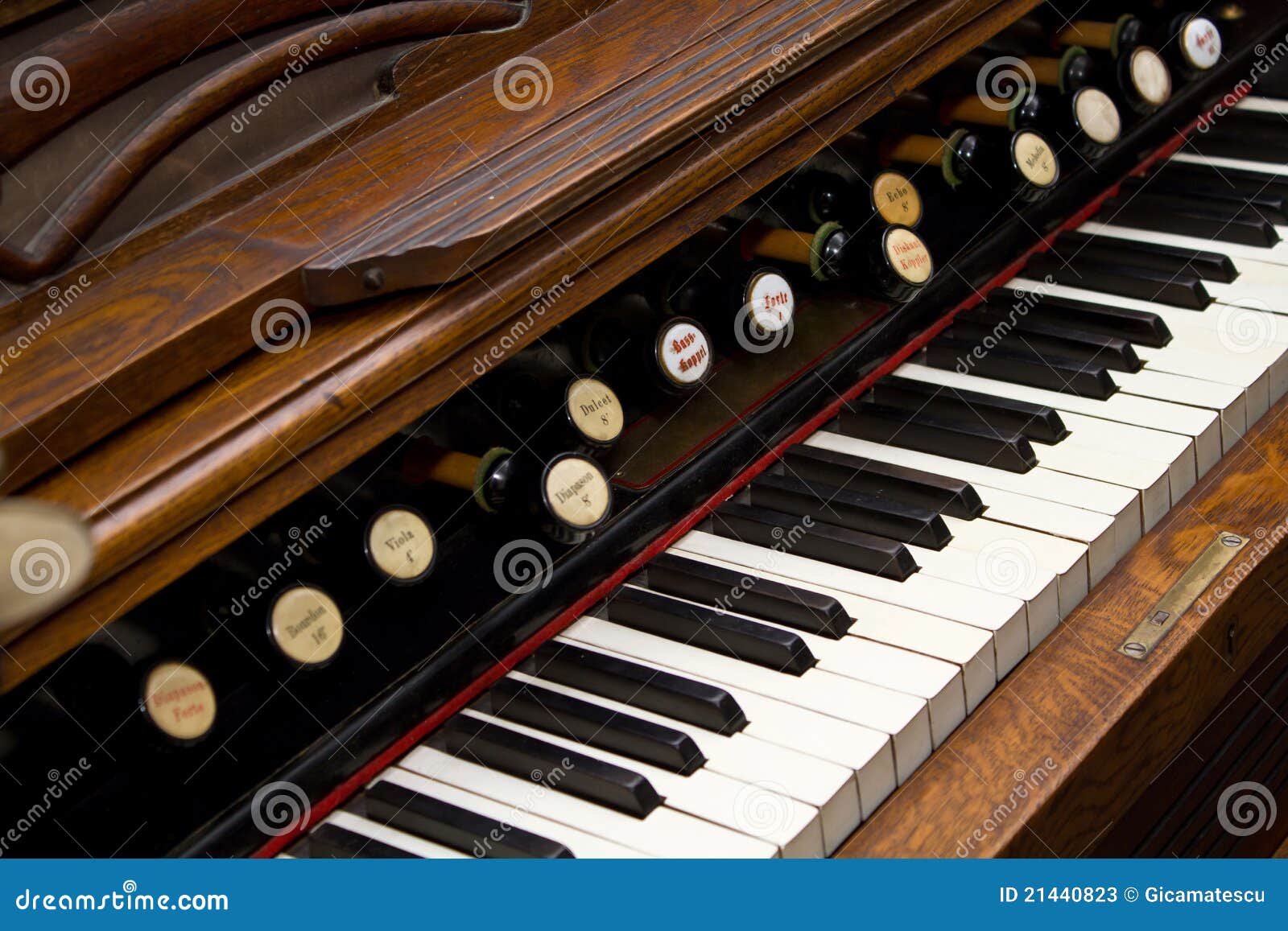 Antique organ keyboard stock image. Image of melodies - 21440823