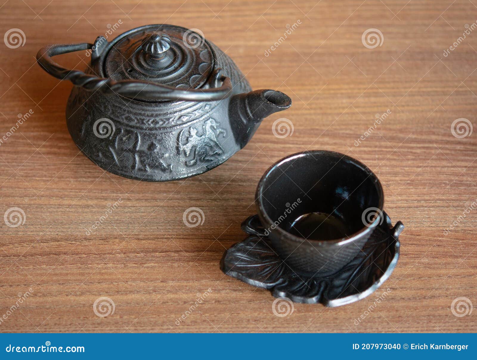 Antique Oriental Tea Service on a Table Stock Photo - Image of ...