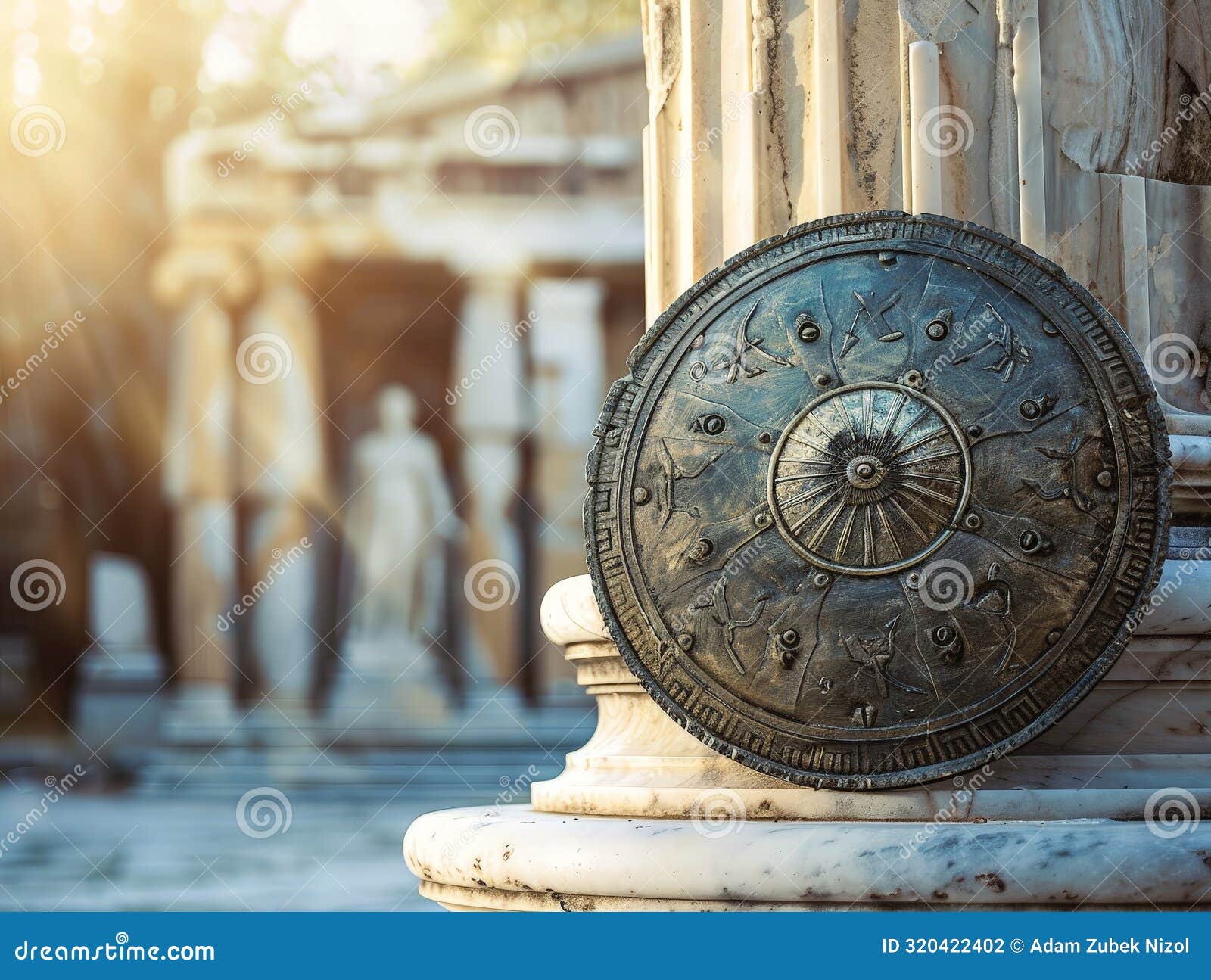 Antique Ornate Compass Dial on Marble Column Stock Illustration ...