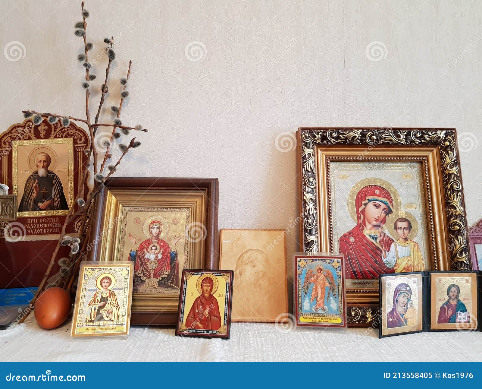 Antique Orthodox Christian Icons on the Shelf Stock Image - Image of ...
