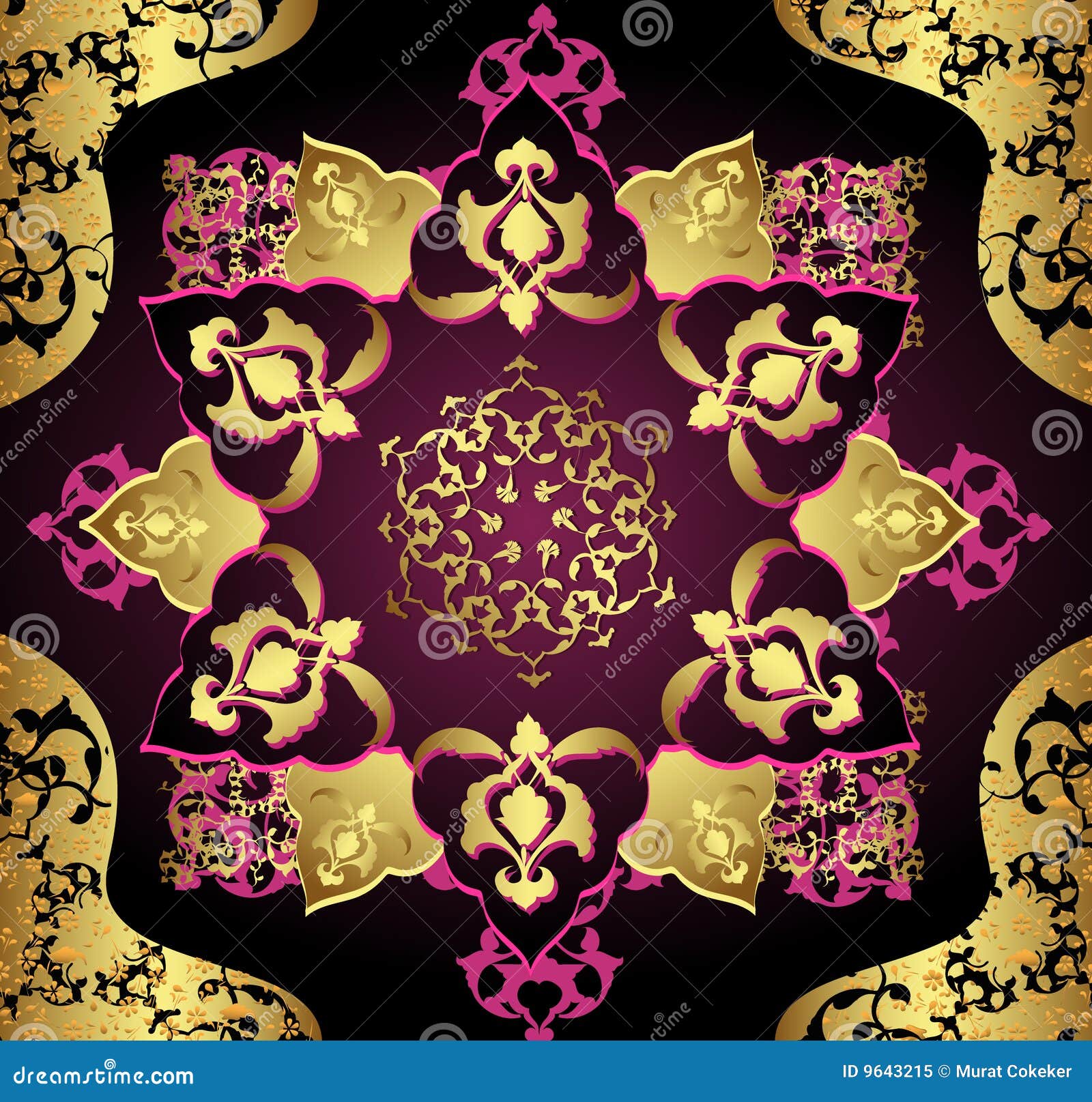 Antique Ottoman Grungy Wallpaper Raster Design Vector Illustration ...