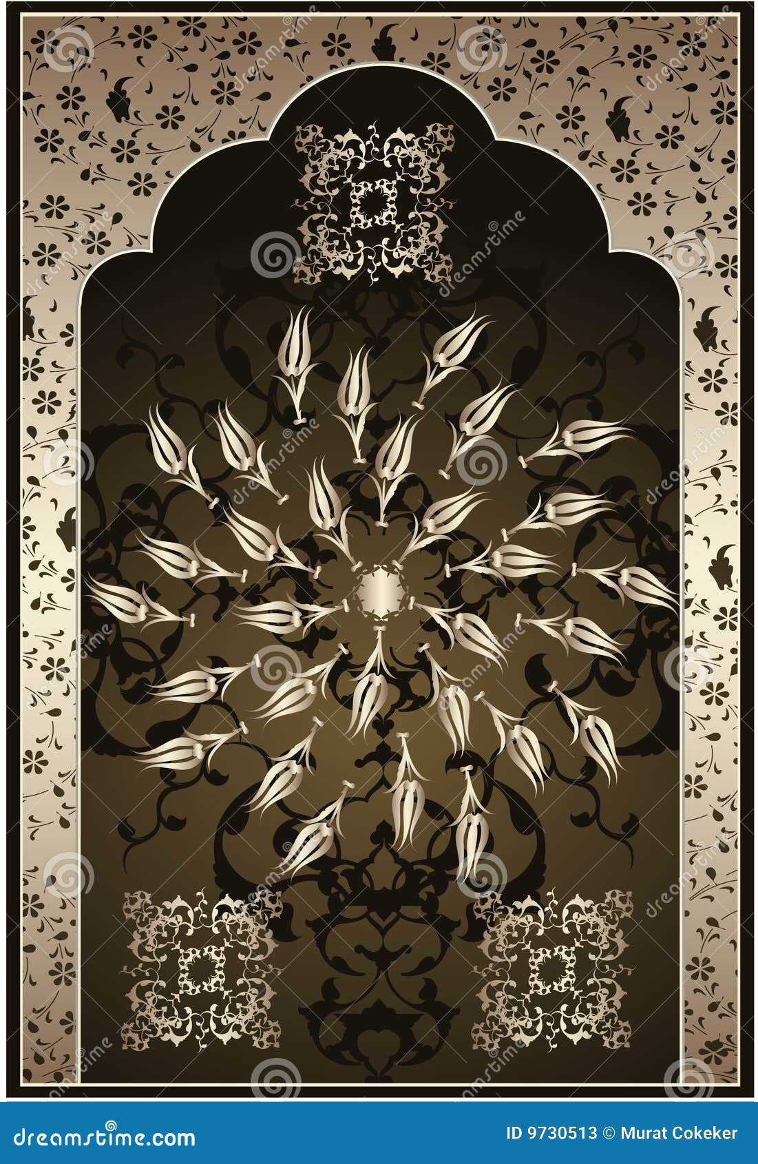 Antique Ottoman Grungy Wallpaper Raster Design Cartoon Vector ...