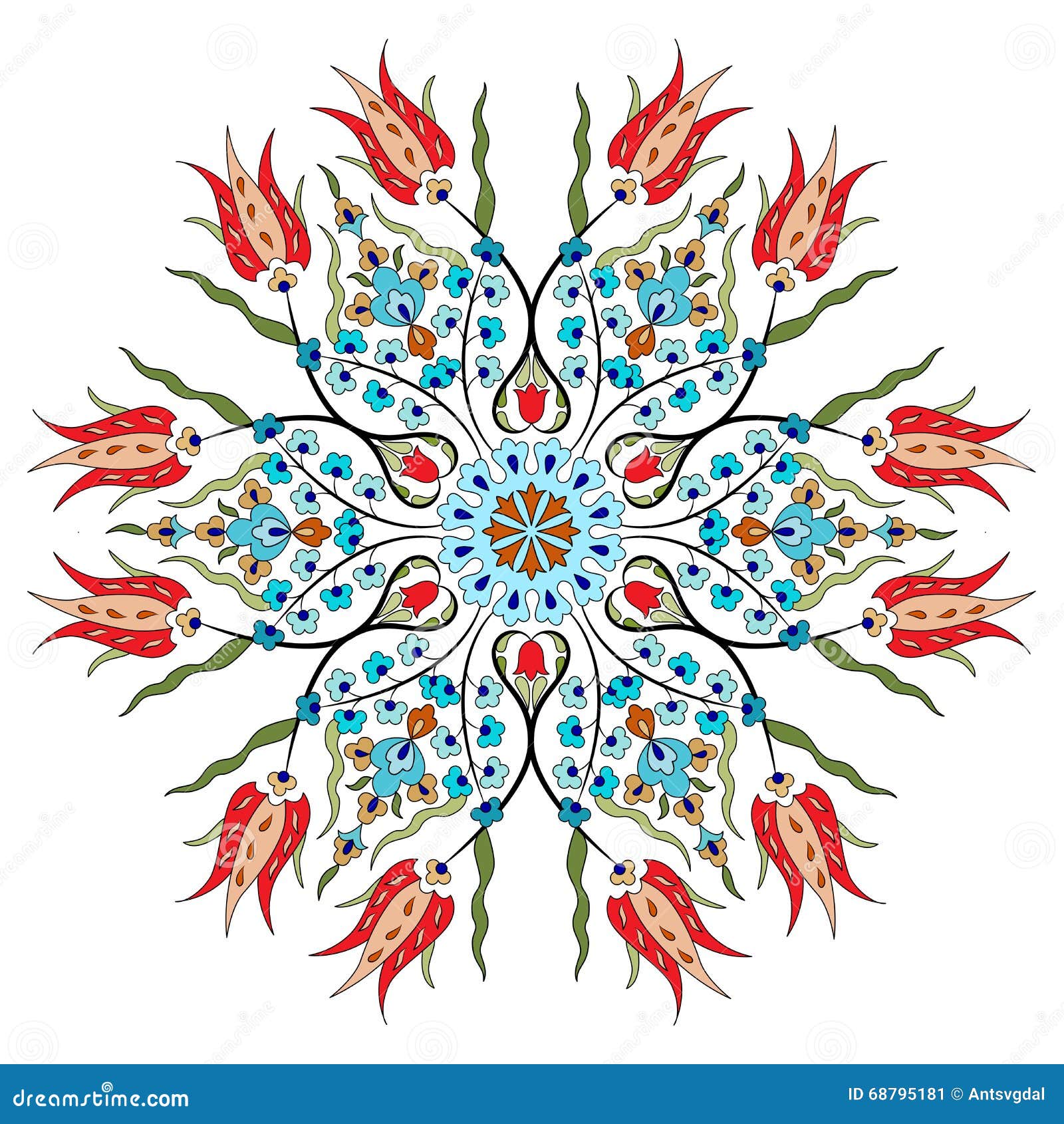 Antique Ottoman Turkish Pattern Vector Design Eighty Nine Stock Vector ...