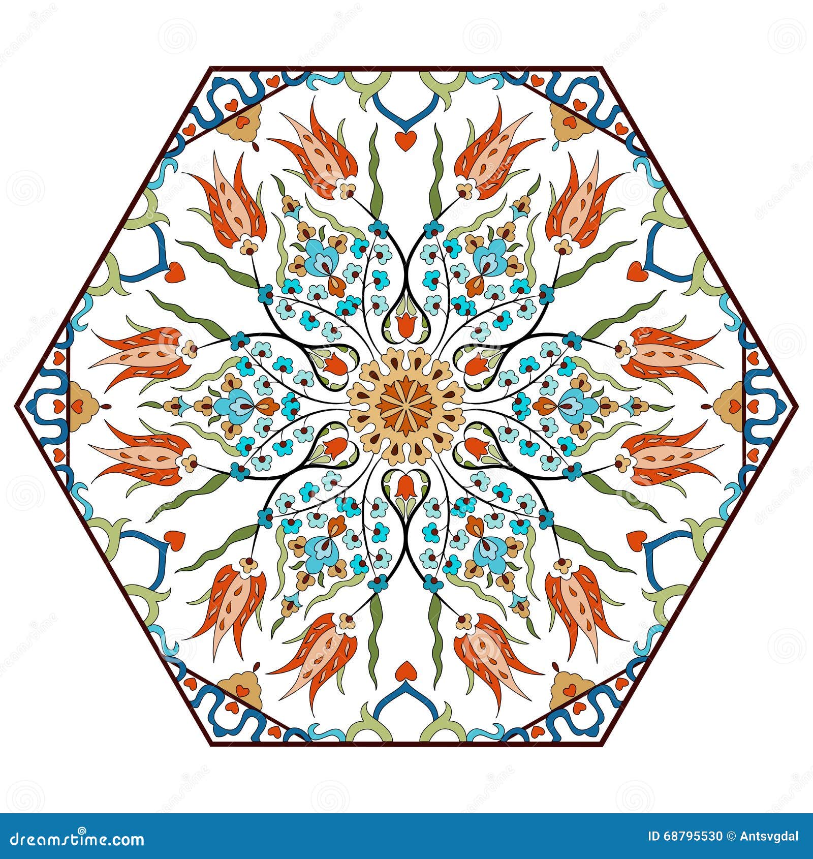 Antique Ottoman Turkish Pattern Vector Design Eighty Seven Stock Vector ...