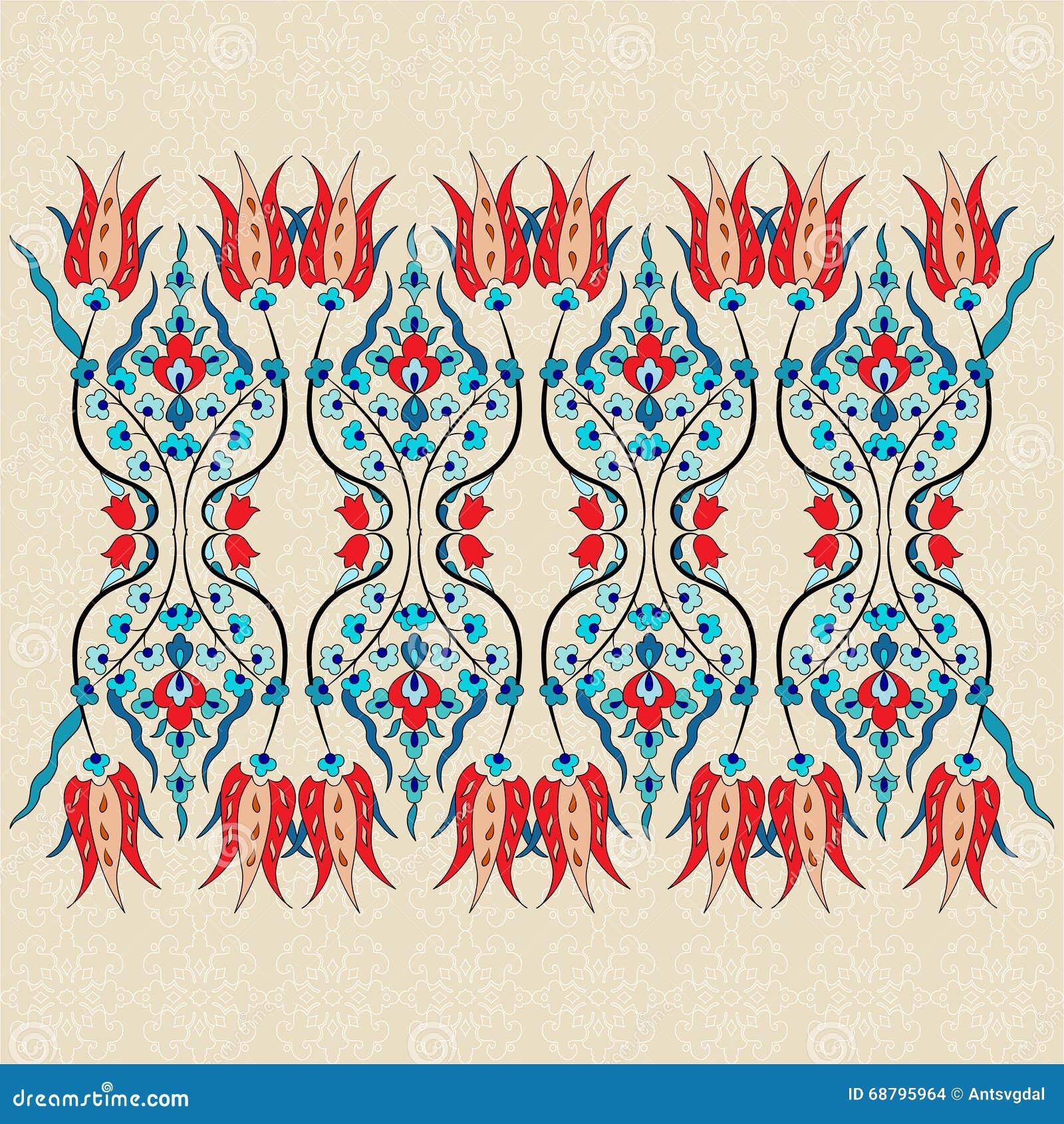 Antique Ottoman Turkish Pattern Vector Design Ninety One Stock Vector ...