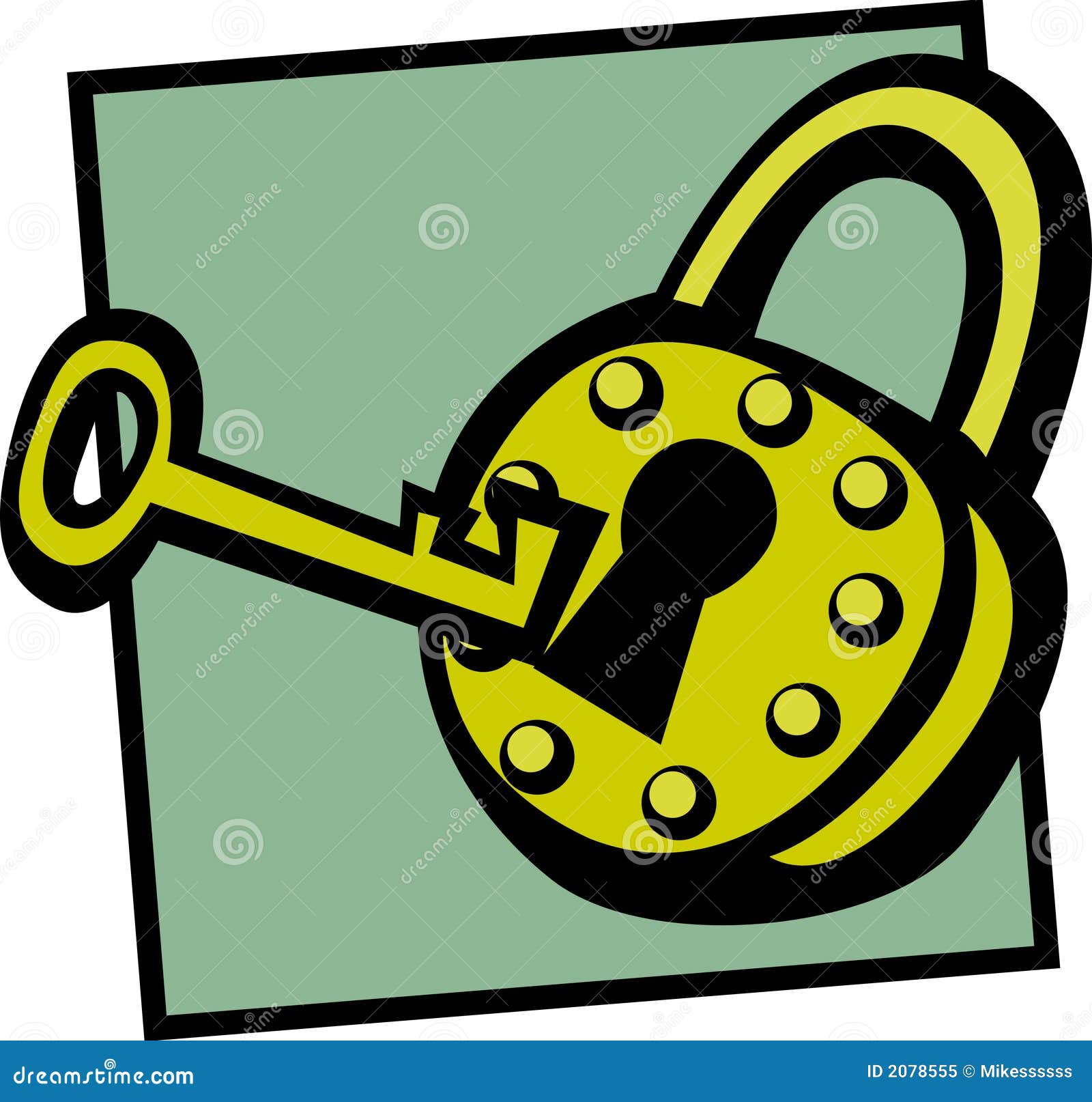 Antique Padlock and Key Vector Illustration Stock Vector - Illustration ...