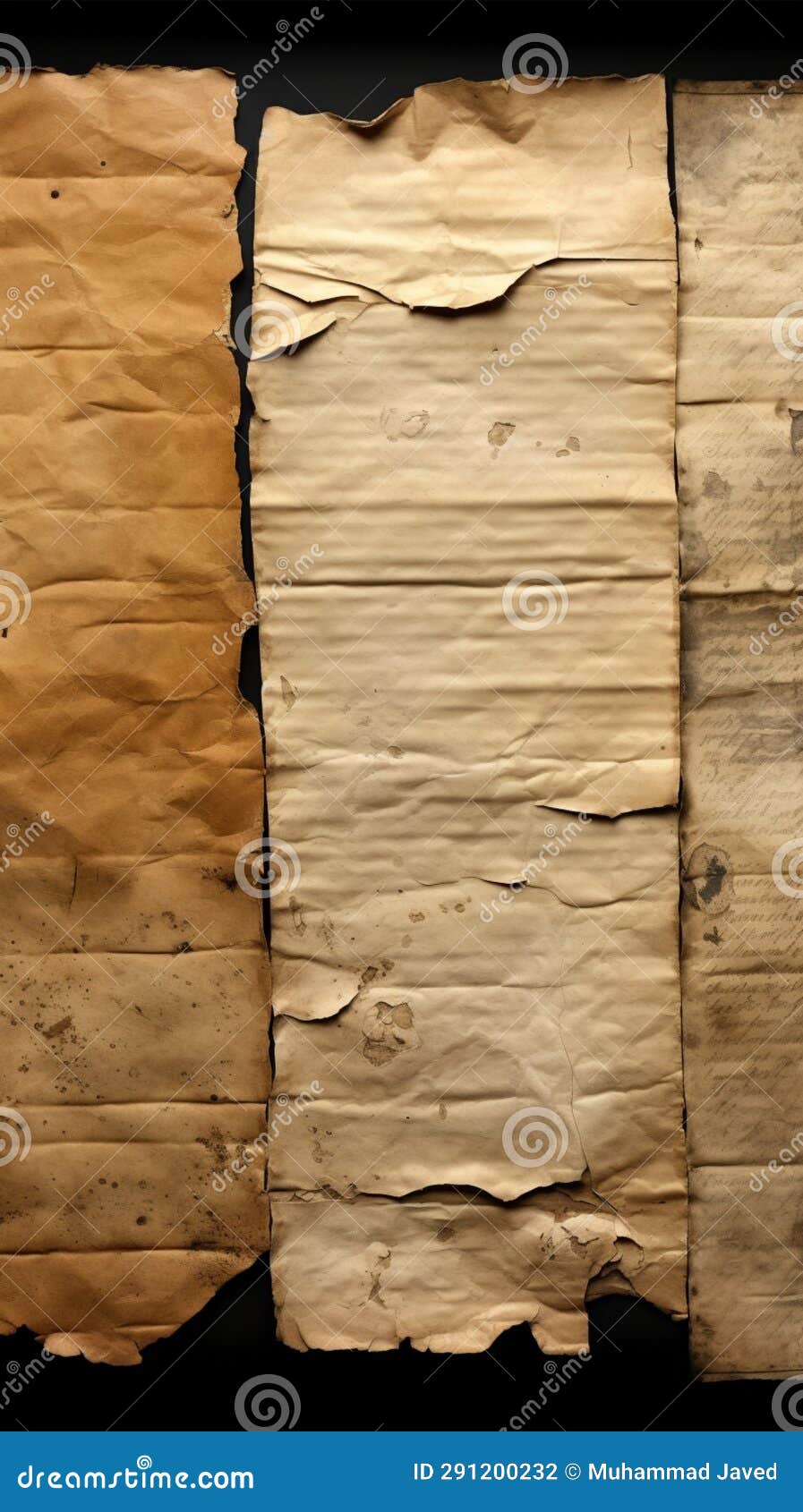 Antique Paper Sheets with Worn Edges and Textured Surface Stock ...