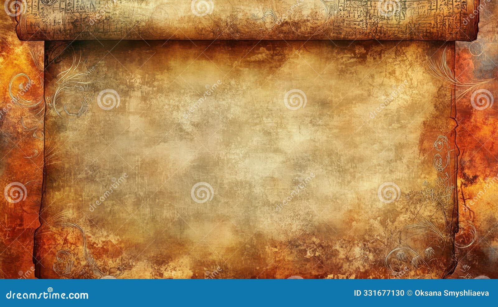 Antique Parchment Background with Ornate Bronze Borders Stock Photo ...