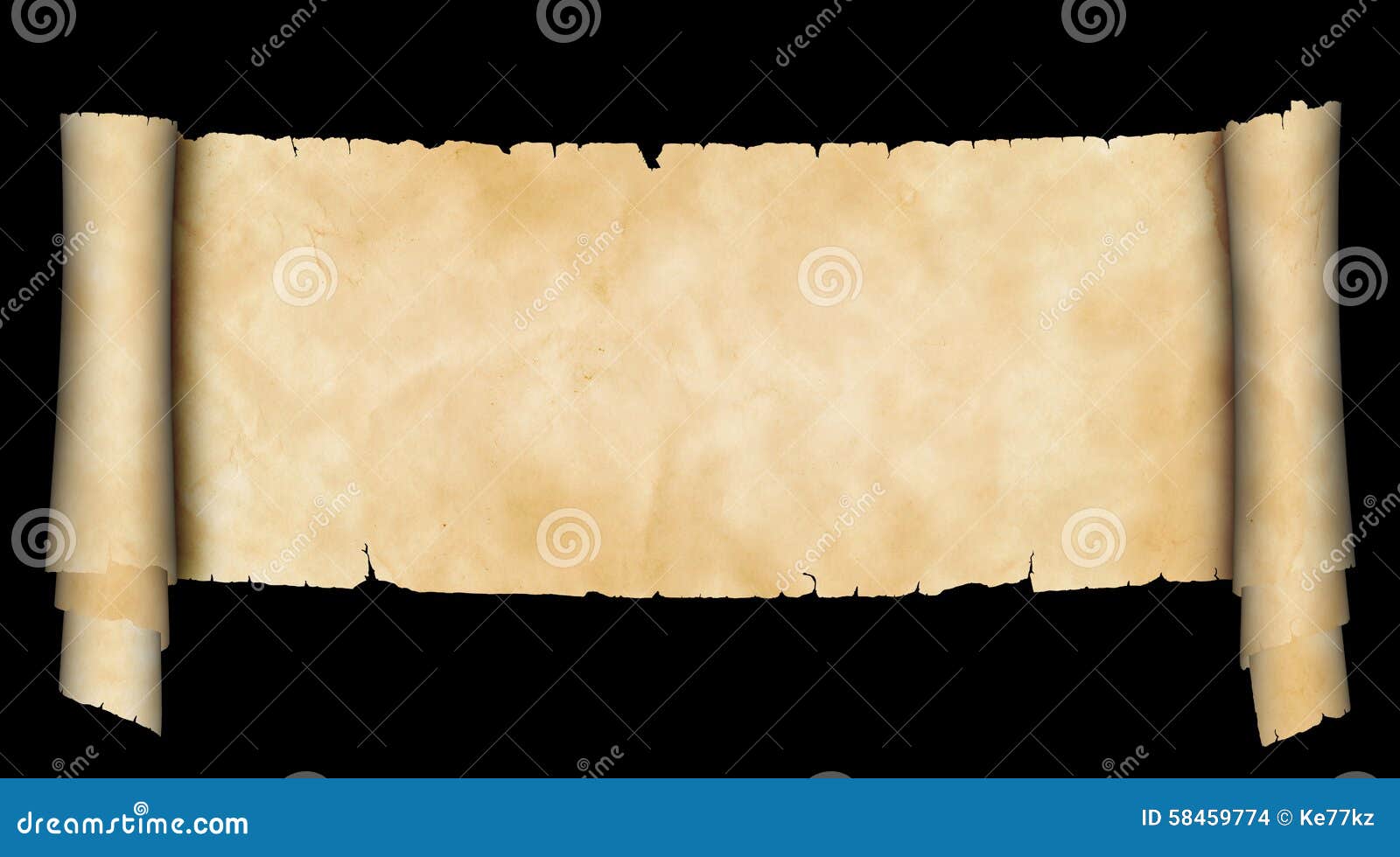 Antique Parchment Scroll on Black Background. Stock Photo - Image of ...