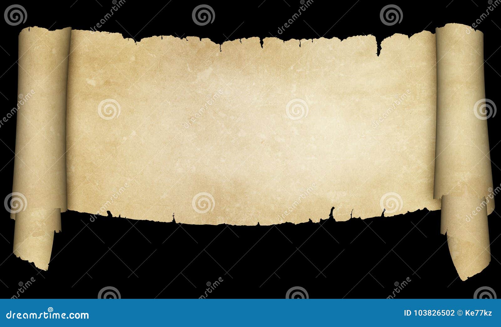 Antique Parchment Scroll On Black Background. Stock Illustration ...