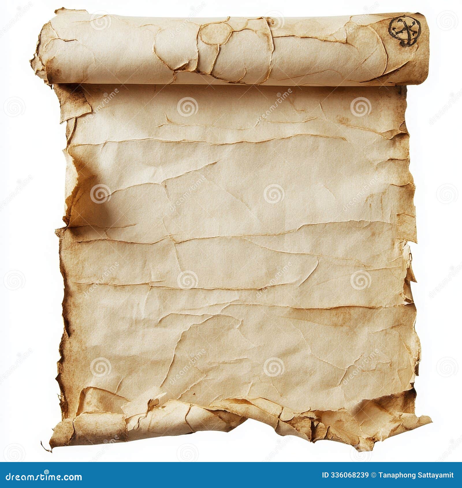 Antique Parchment Scroll Isolated on White Background Stock ...