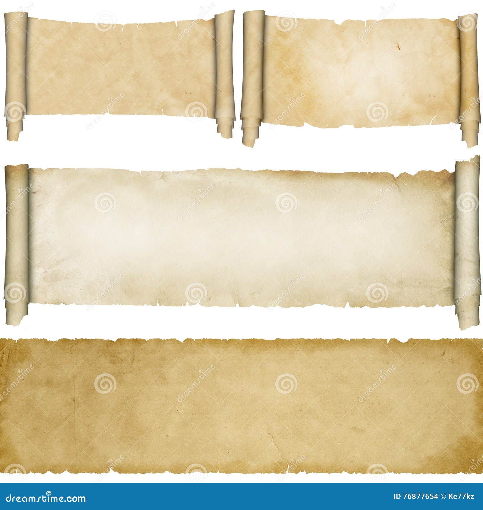 Antique Parchment Scrolls Set. Stock Photo - Image of isolated, shabby ...