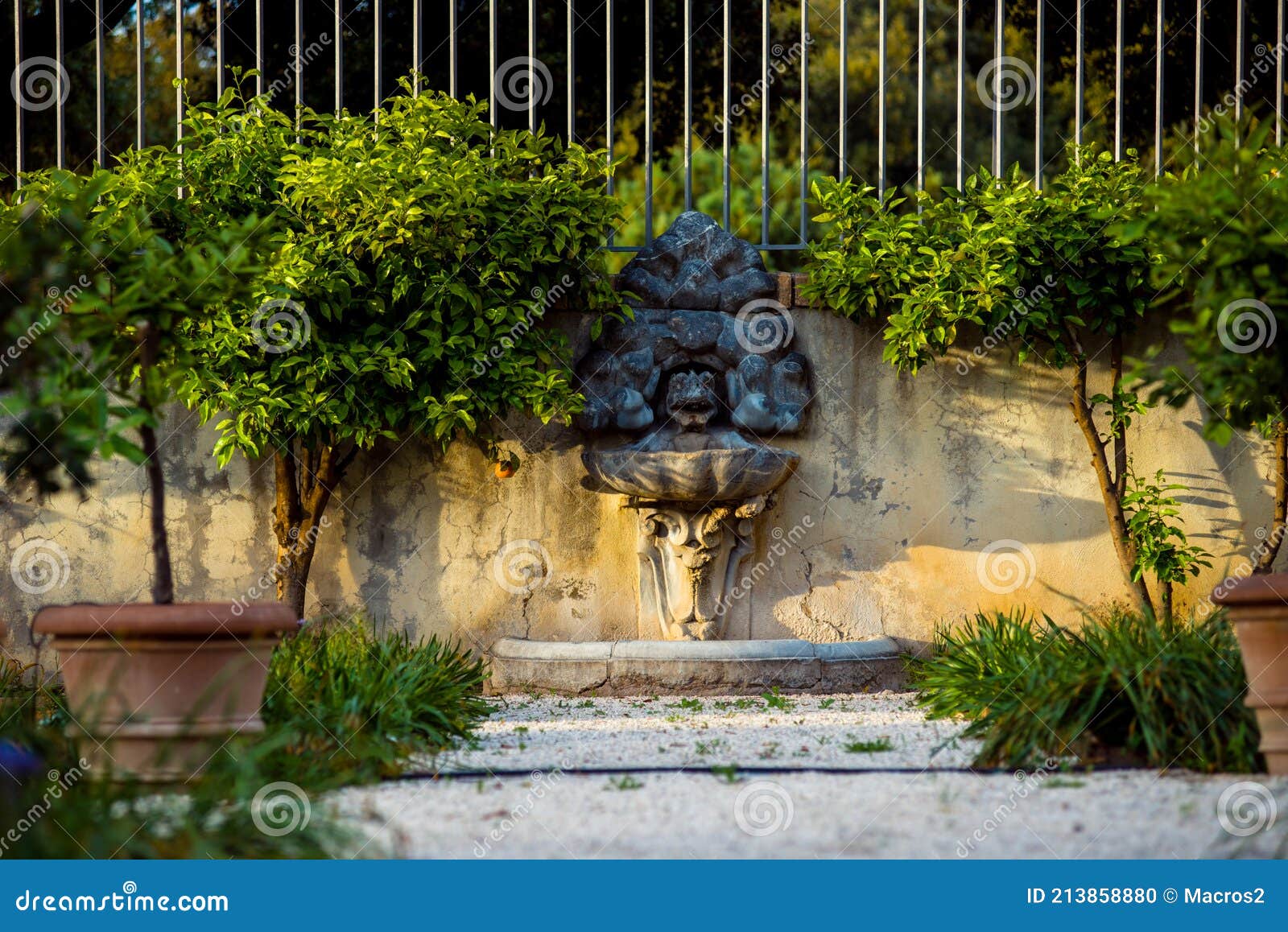 Antique Park Rome With Columns And Monuments A Lot Of Greenery And ...