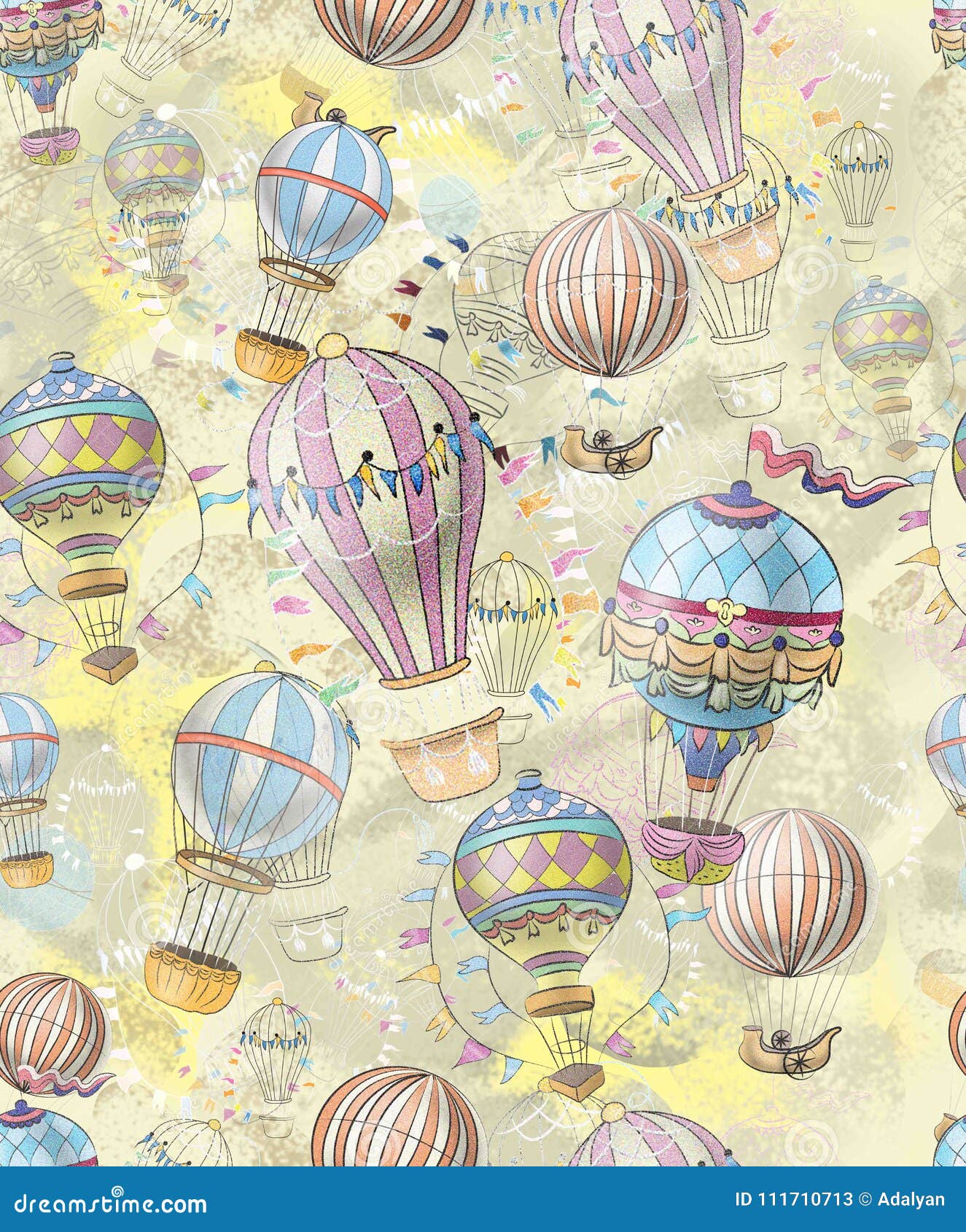Antique Pattern with Motifs from Balloons Stock Illustration ...