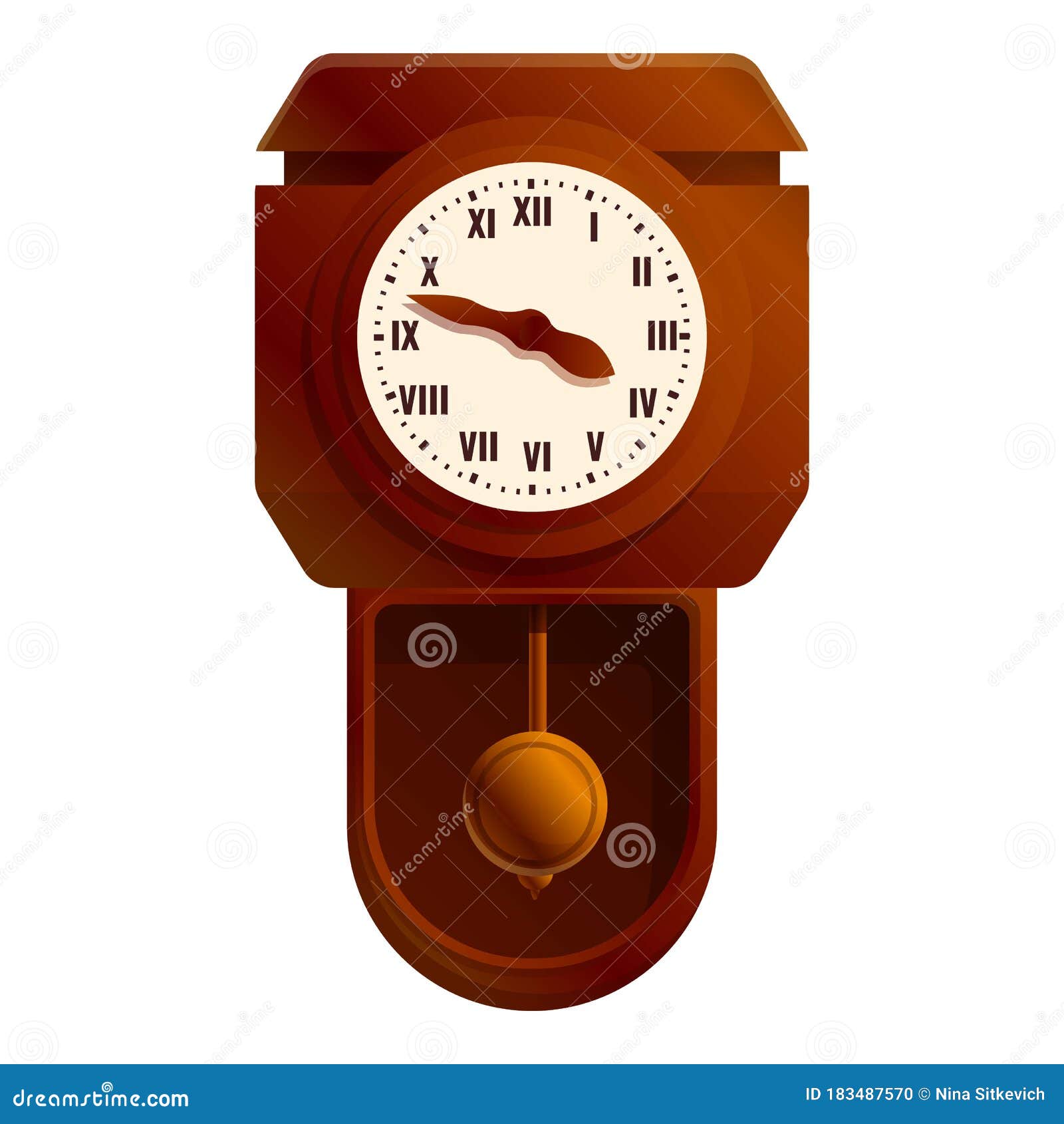 Antique Pendulum Clock Icon, Cartoon Style Stock Vector - Illustration ...