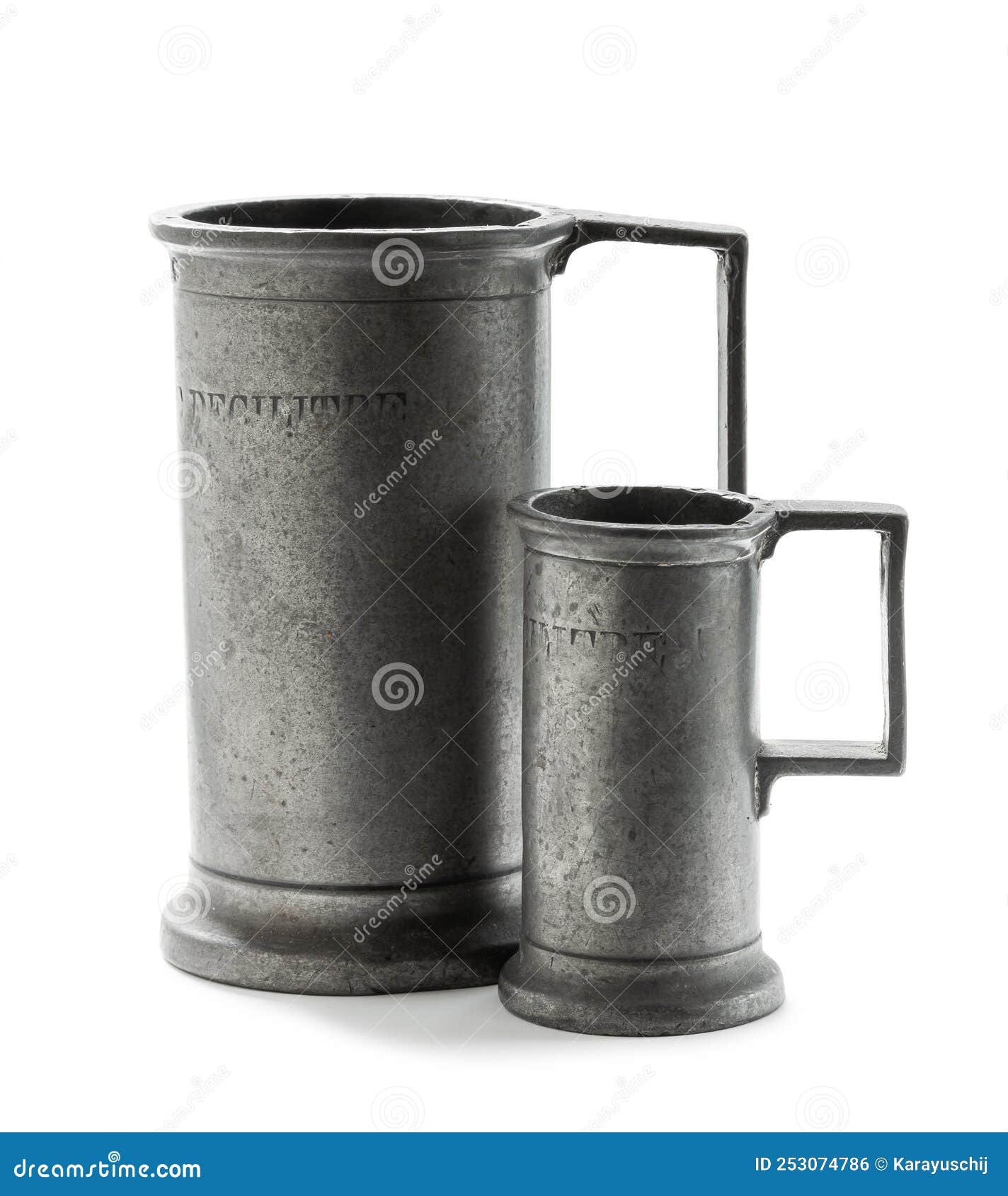 Antique Pewter Capacity Measures Stock Photo - Image of jean, pewter ...