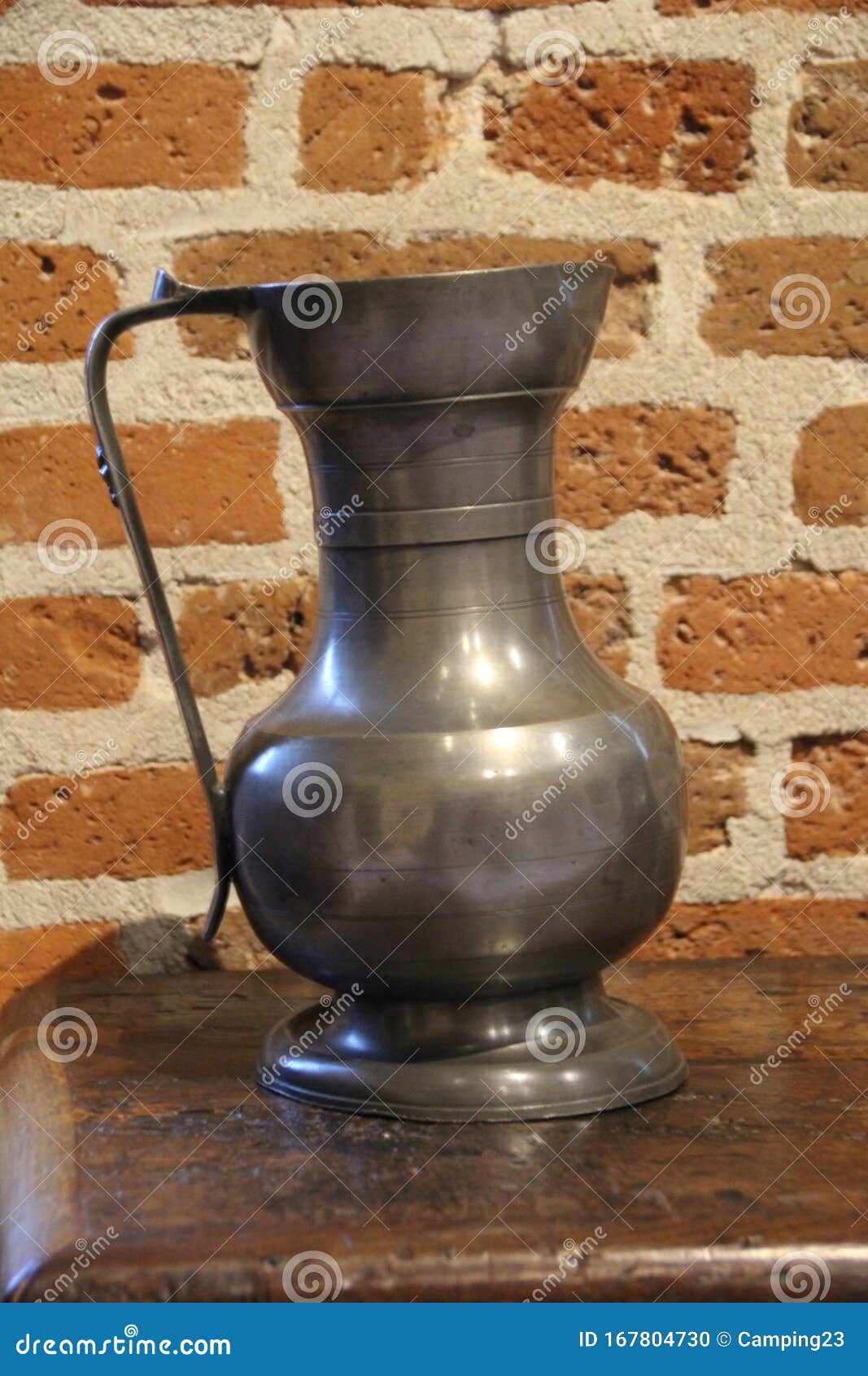 Antique Pewter Water Pitcher Stock Photo - Image of metal, object ...