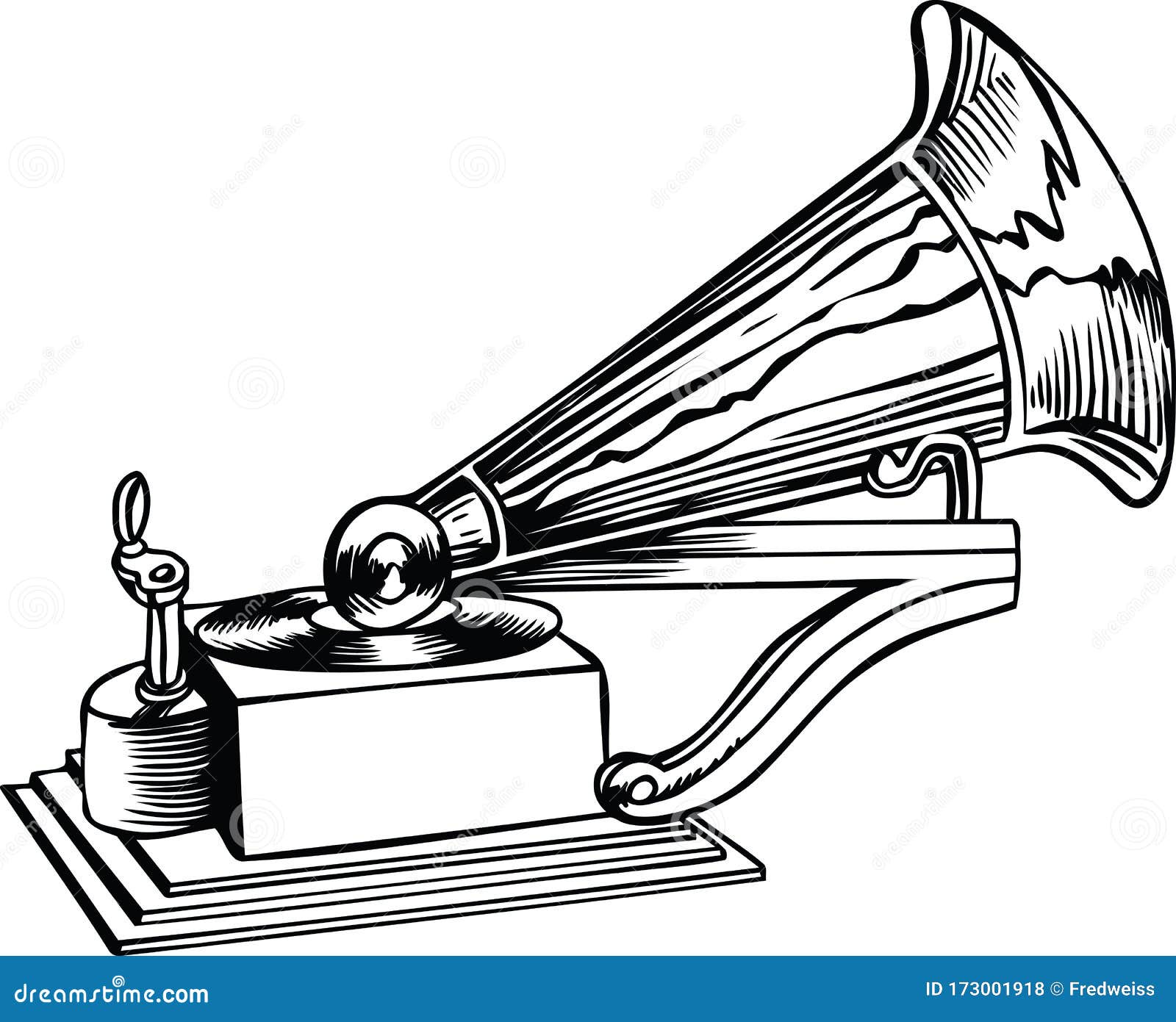 Antique Phonograph Vector Illustration Stock Vector - Illustration of ...