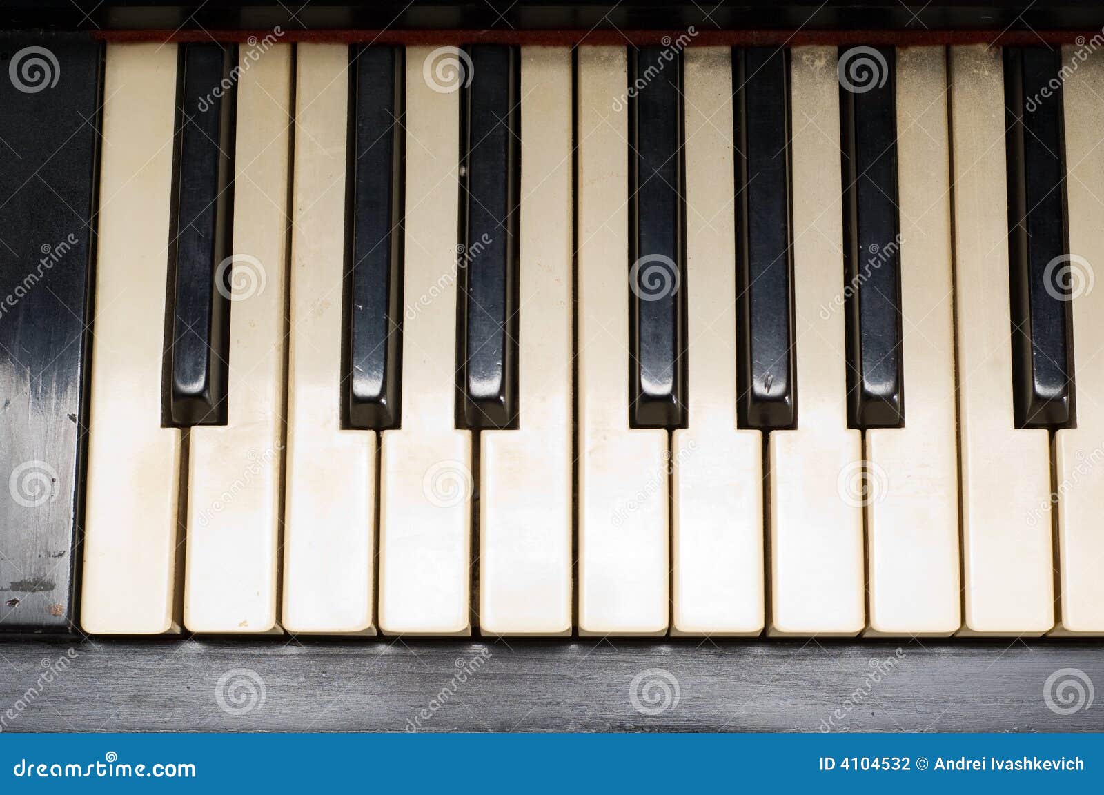 Antique Piano with Yellowish Old Keyboard Close-up Stock Photo - Image ...
