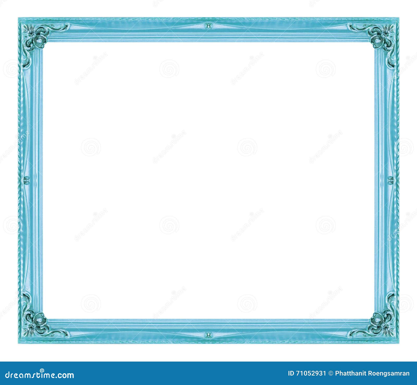 Antique Picture Blue Frame Isolated on White Background Stock Image ...