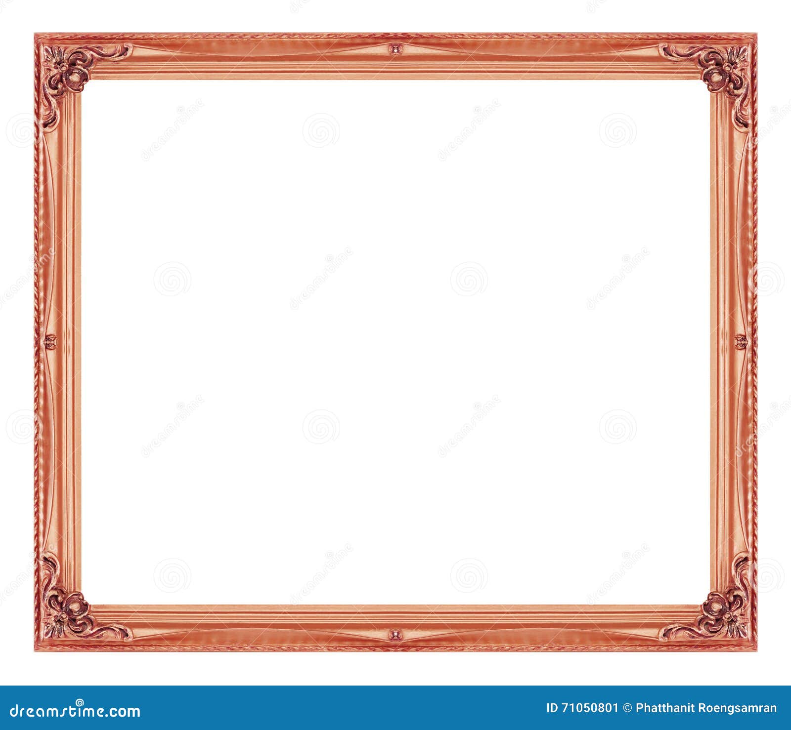 Antique Picture Brown Frame Isolated on White Background Stock Image ...