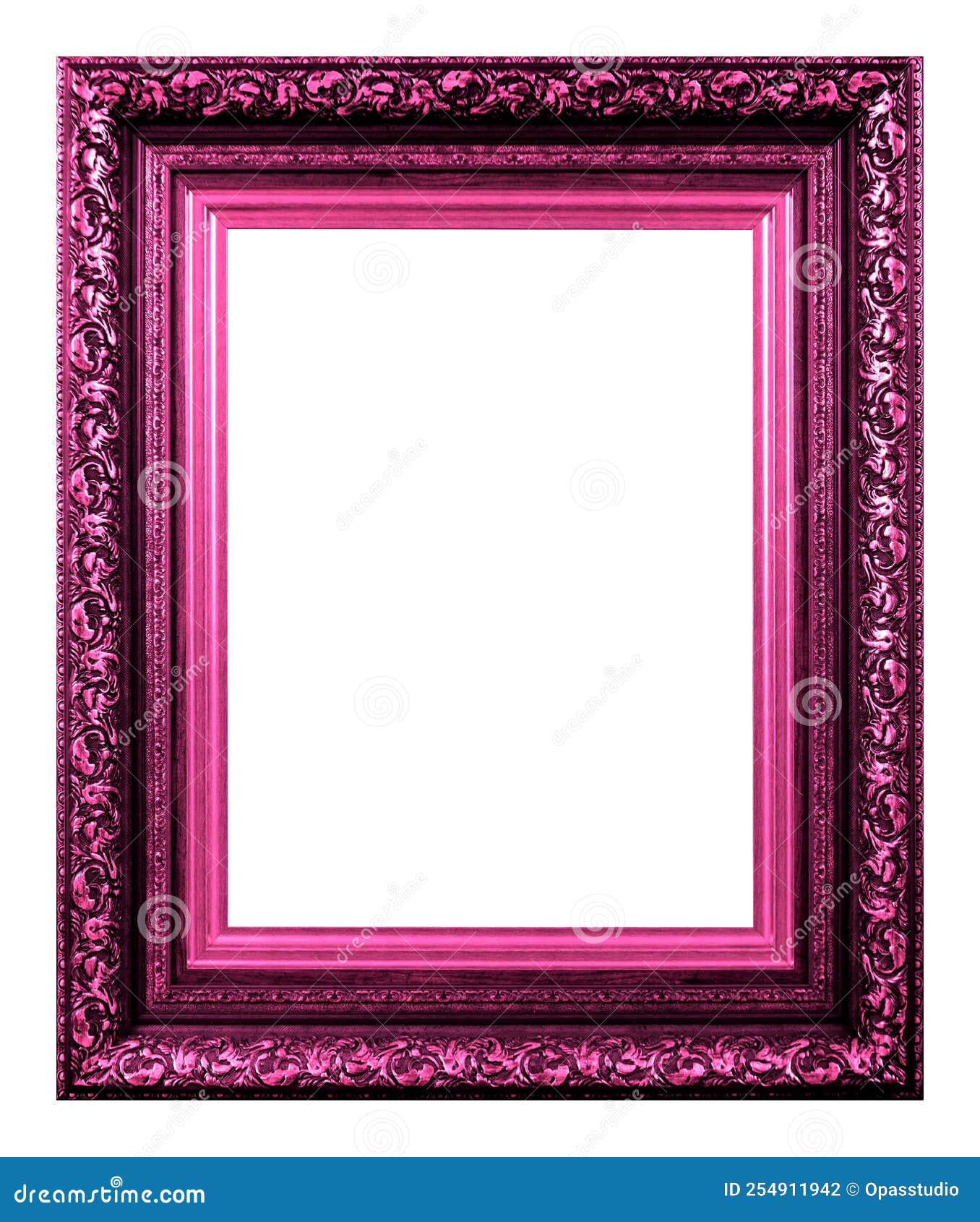 Antique Pink Frame Isolated on the White Background Stock Photo - Image ...