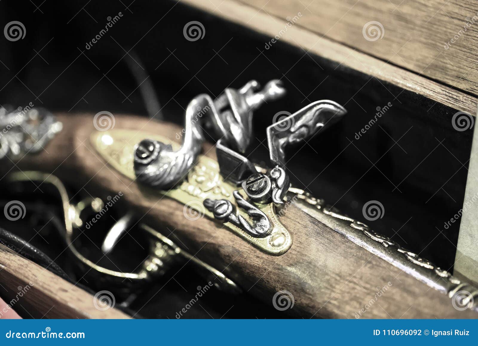 Antique Pirate Gun on a Box Stock Photo - Image of duel, decoration ...