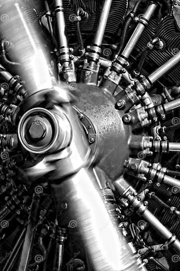 Antique Plane Engine with Spinning Propeller Stock Image - Image of ...