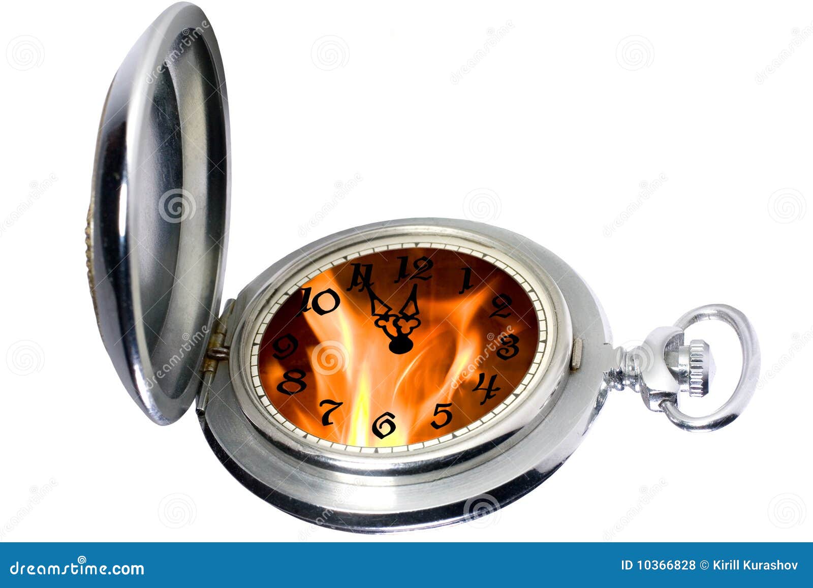 Antique Pocket Watch with Fire Stock Photo - Image of silver, open ...