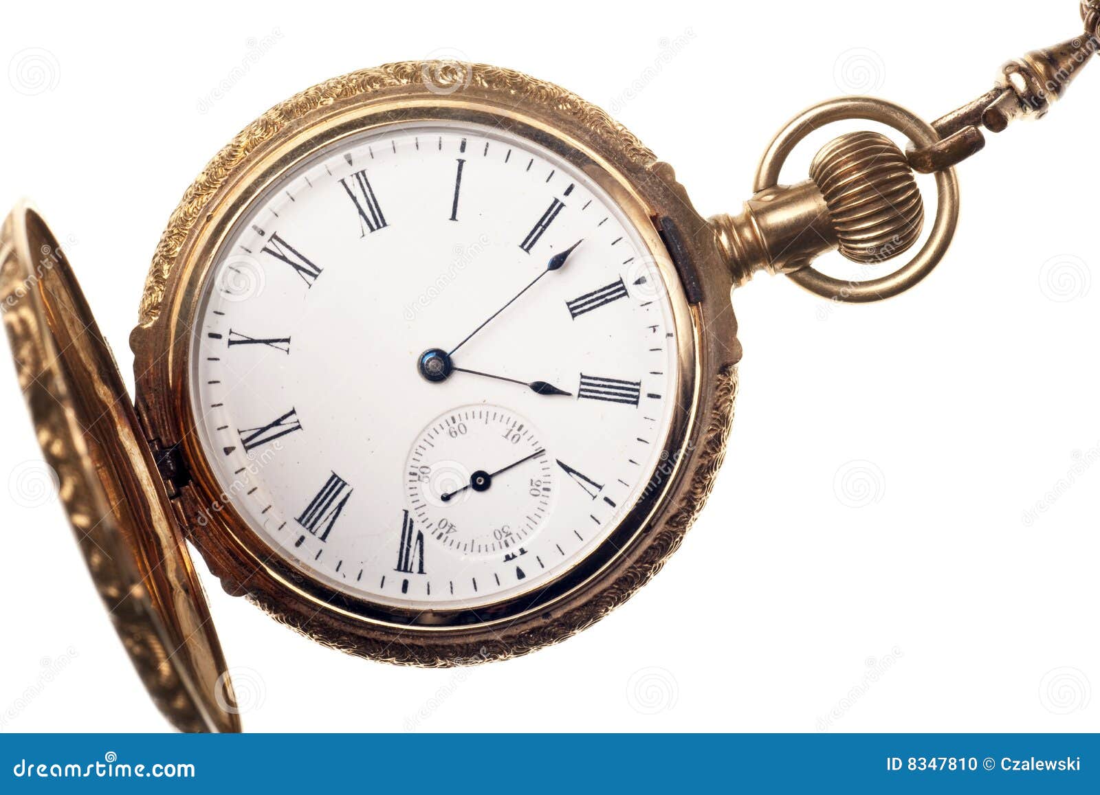 Antique Pocket Watch Isolated on White Background Stock Photo - Image ...