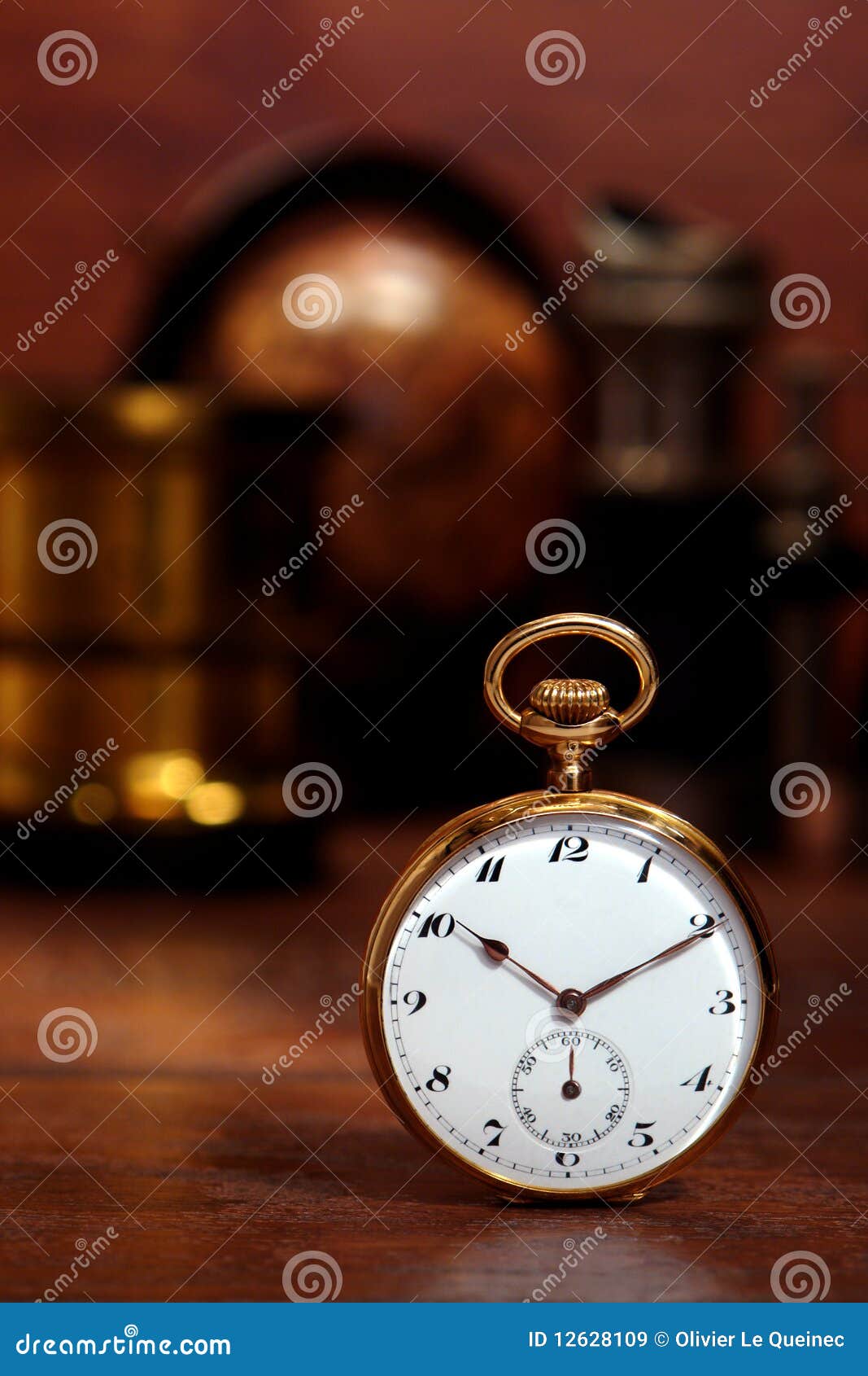 Antique Pocket Watch in Old Vintage Decor Stock Image - Image of clock ...