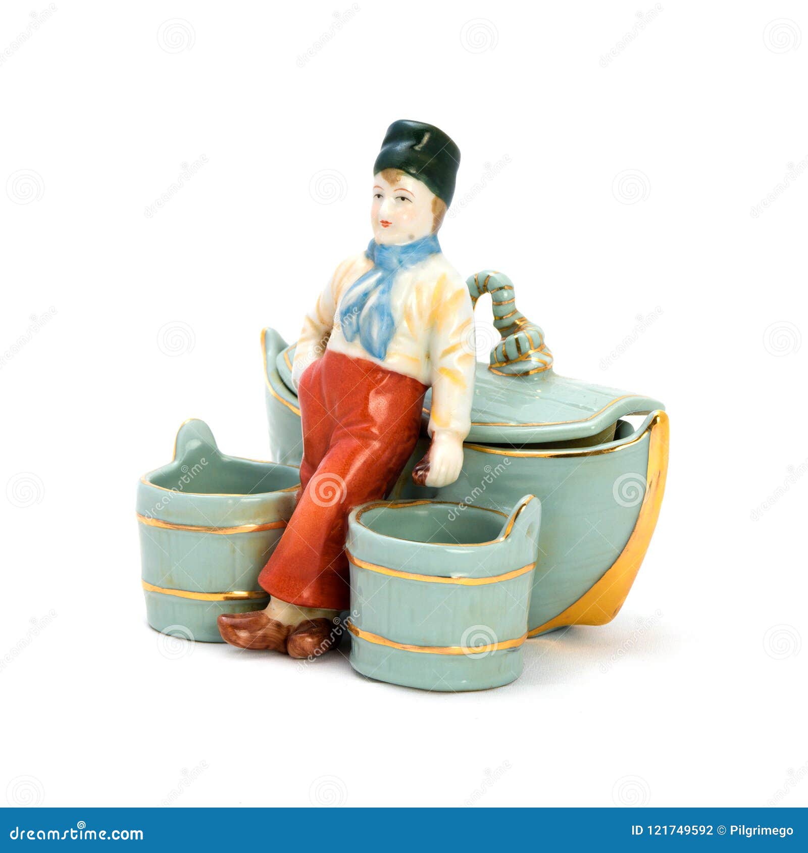 Antique Porcelain Boxes for Cosmetics with Figurines Stock Photo ...