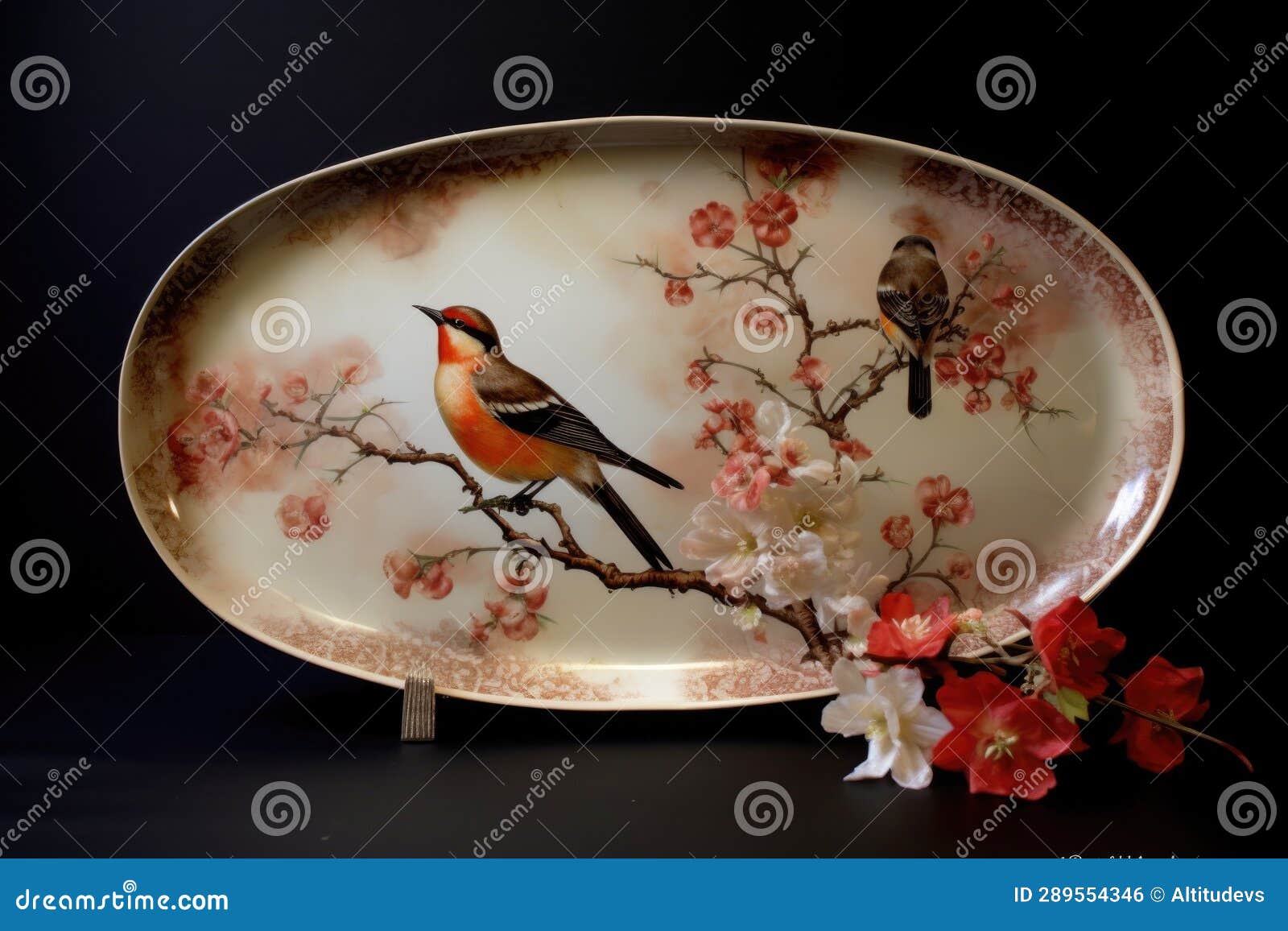 Antique Porcelain Platter with a Bird Pattern Stock Photo - Image of ...