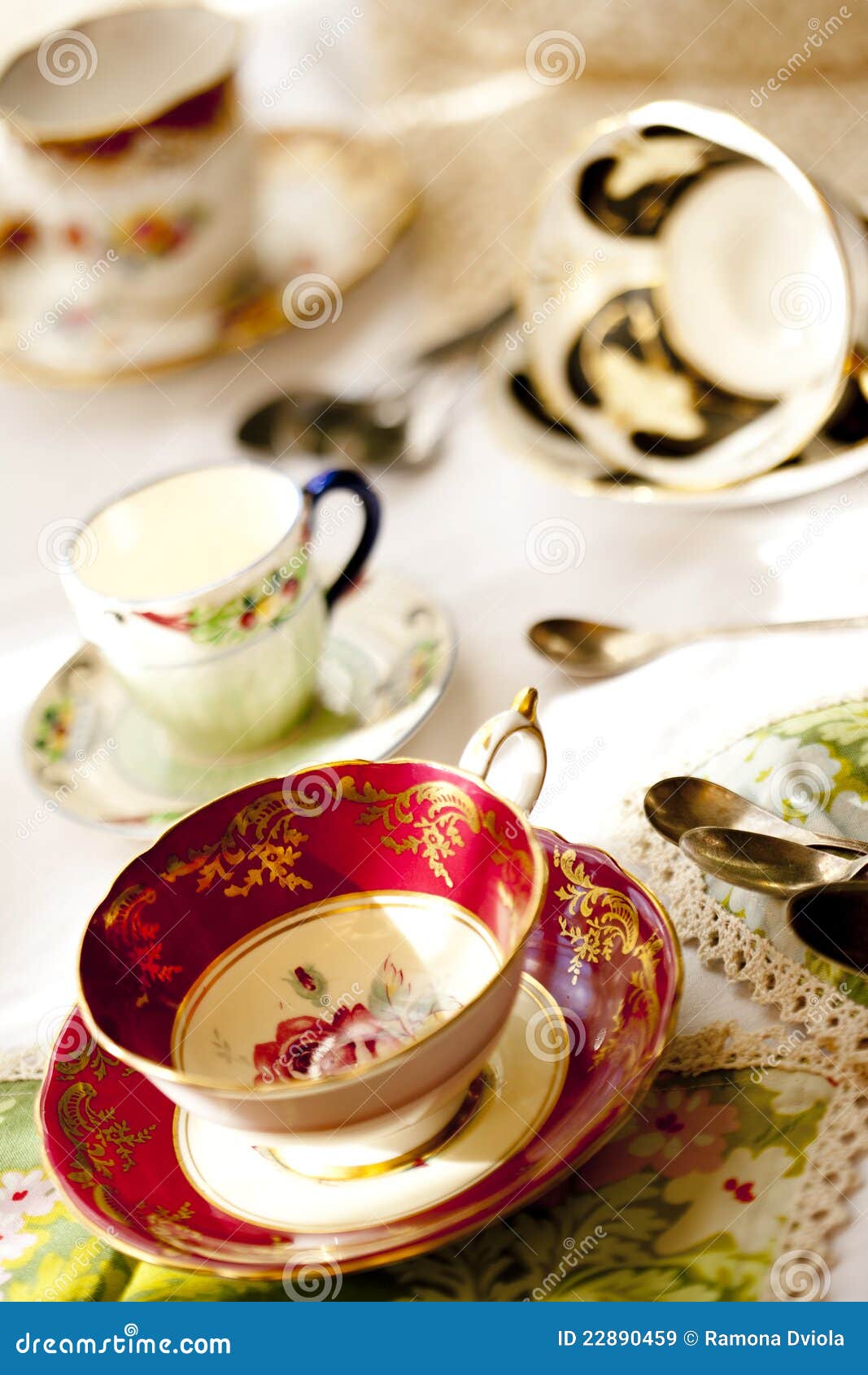 Antique porcelain tea cups stock image. Image of collectibles - 22890459