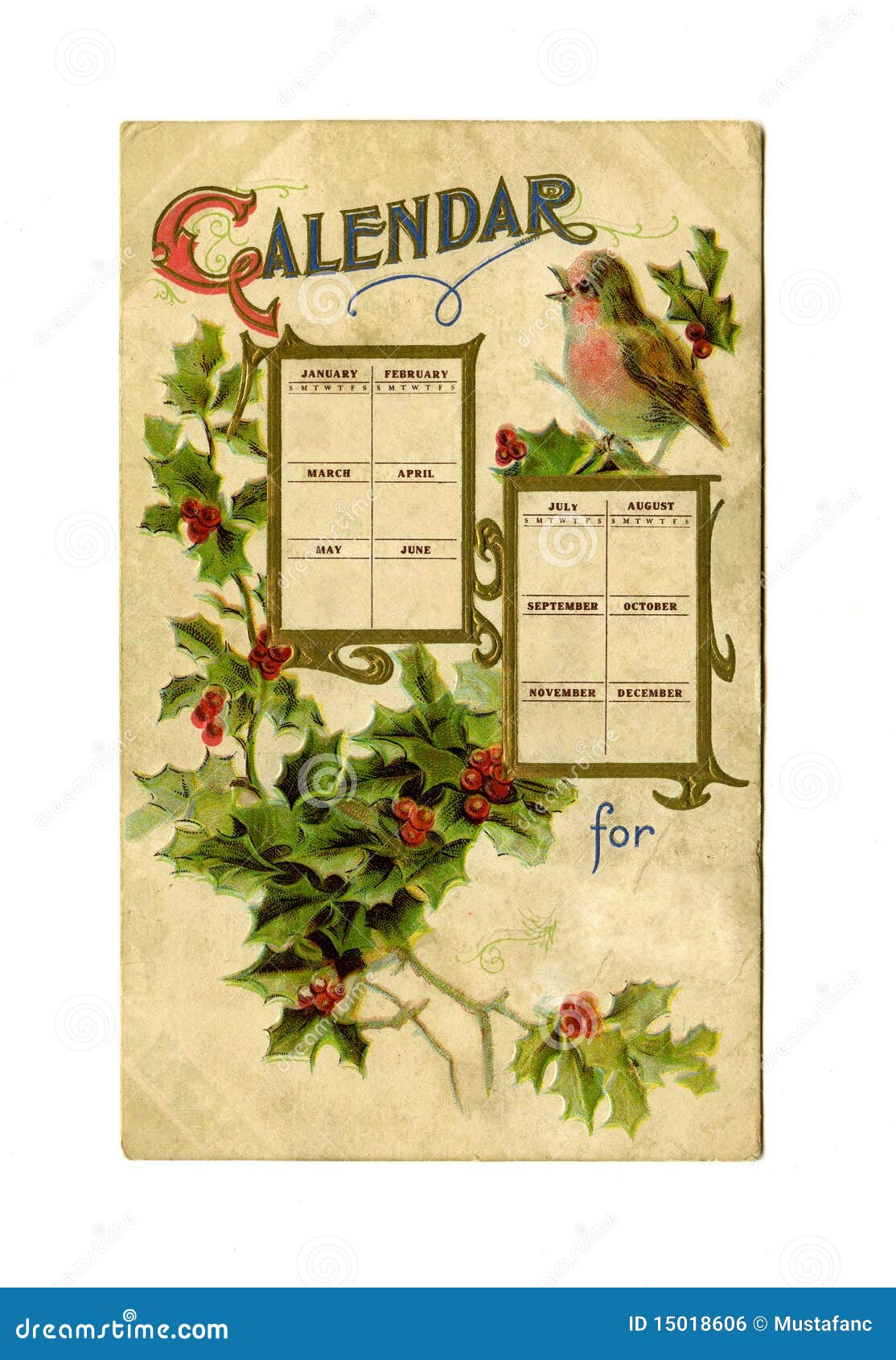 Antique postcard calender stock illustration. Illustration of fashioned ...