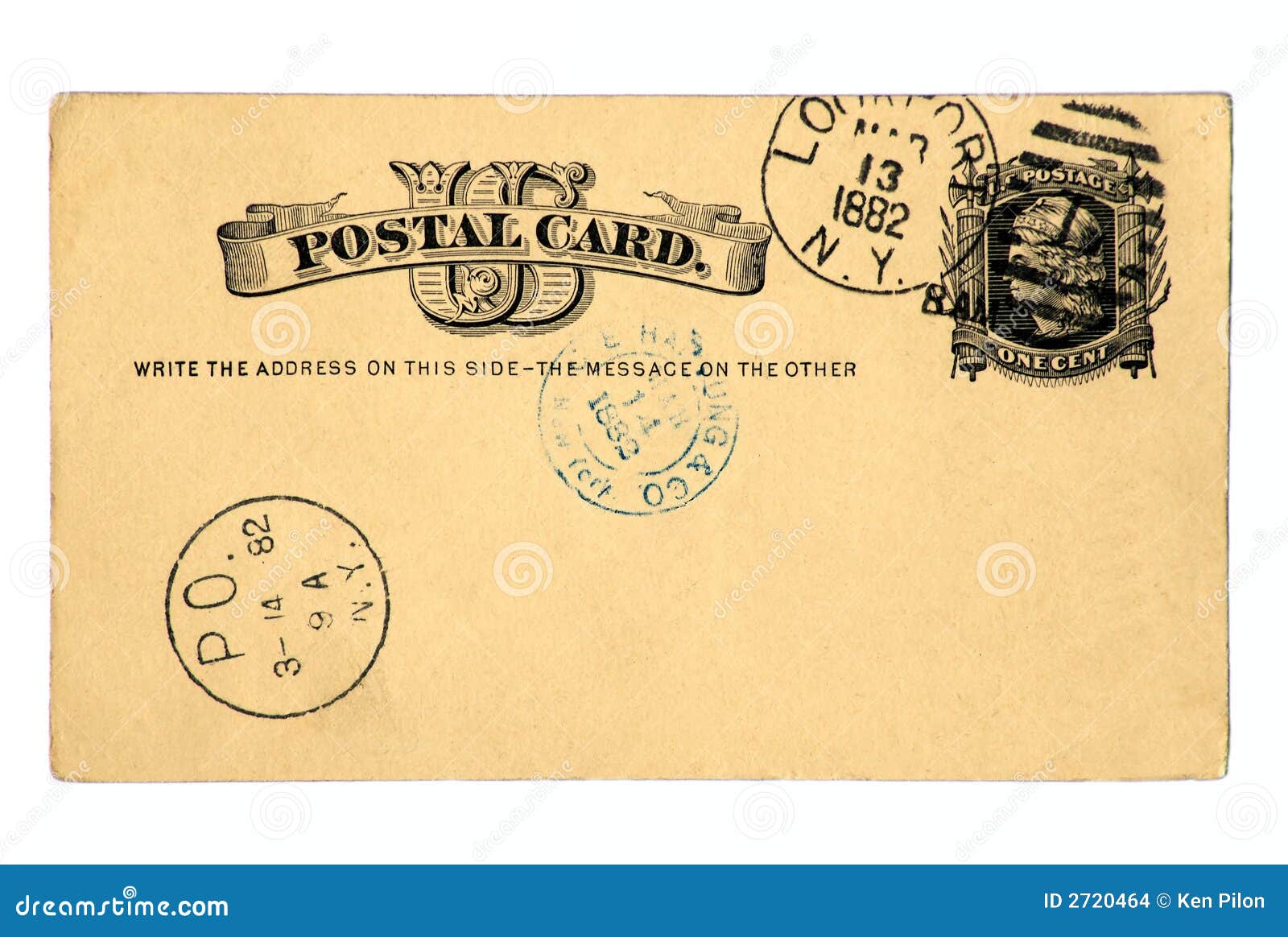 Antique Postcard Dated 1882. Editorial Stock Image - Image of postage ...