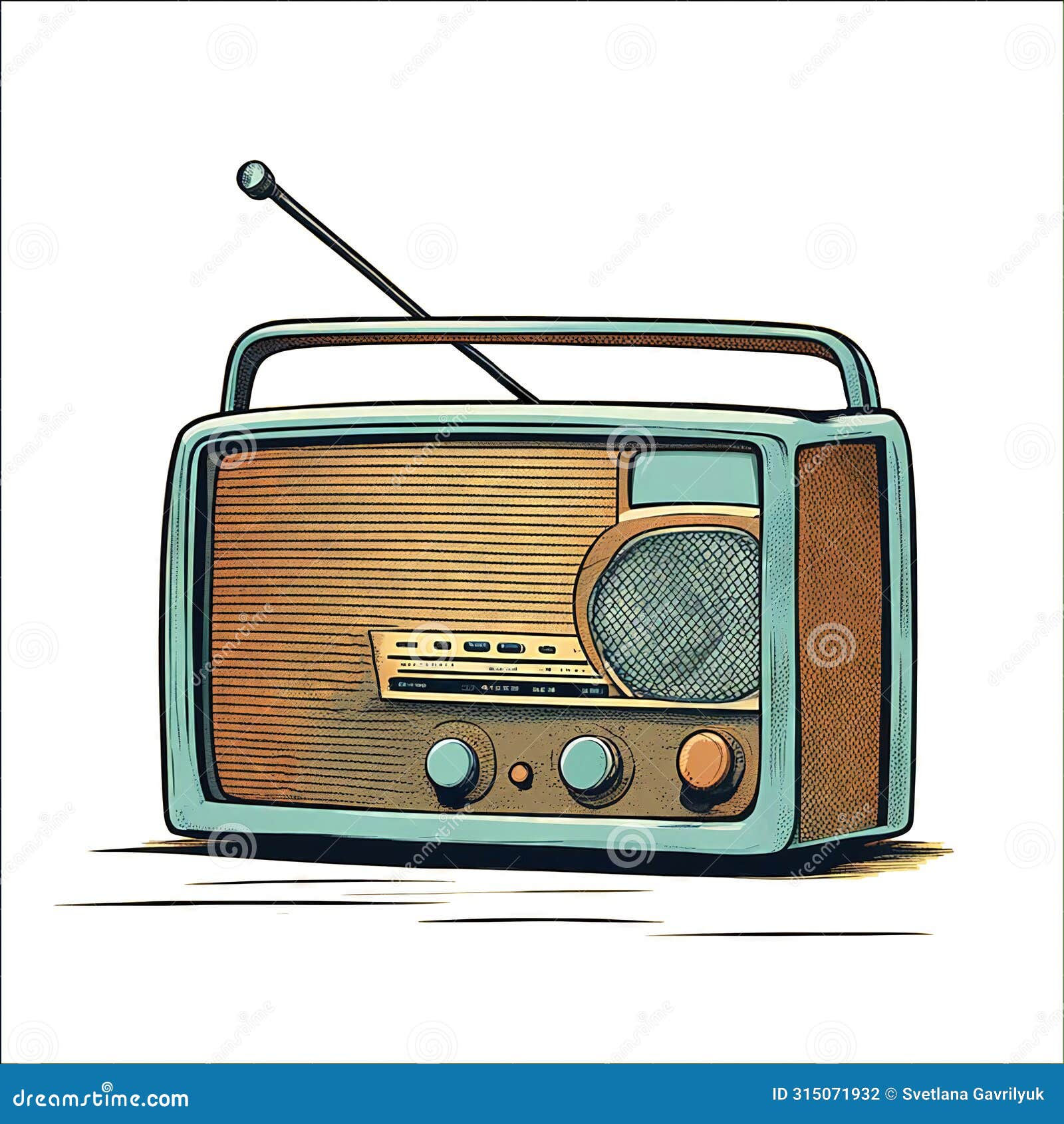 Antique Radio Set in the Style of a Comic Book with a Place for Text ...