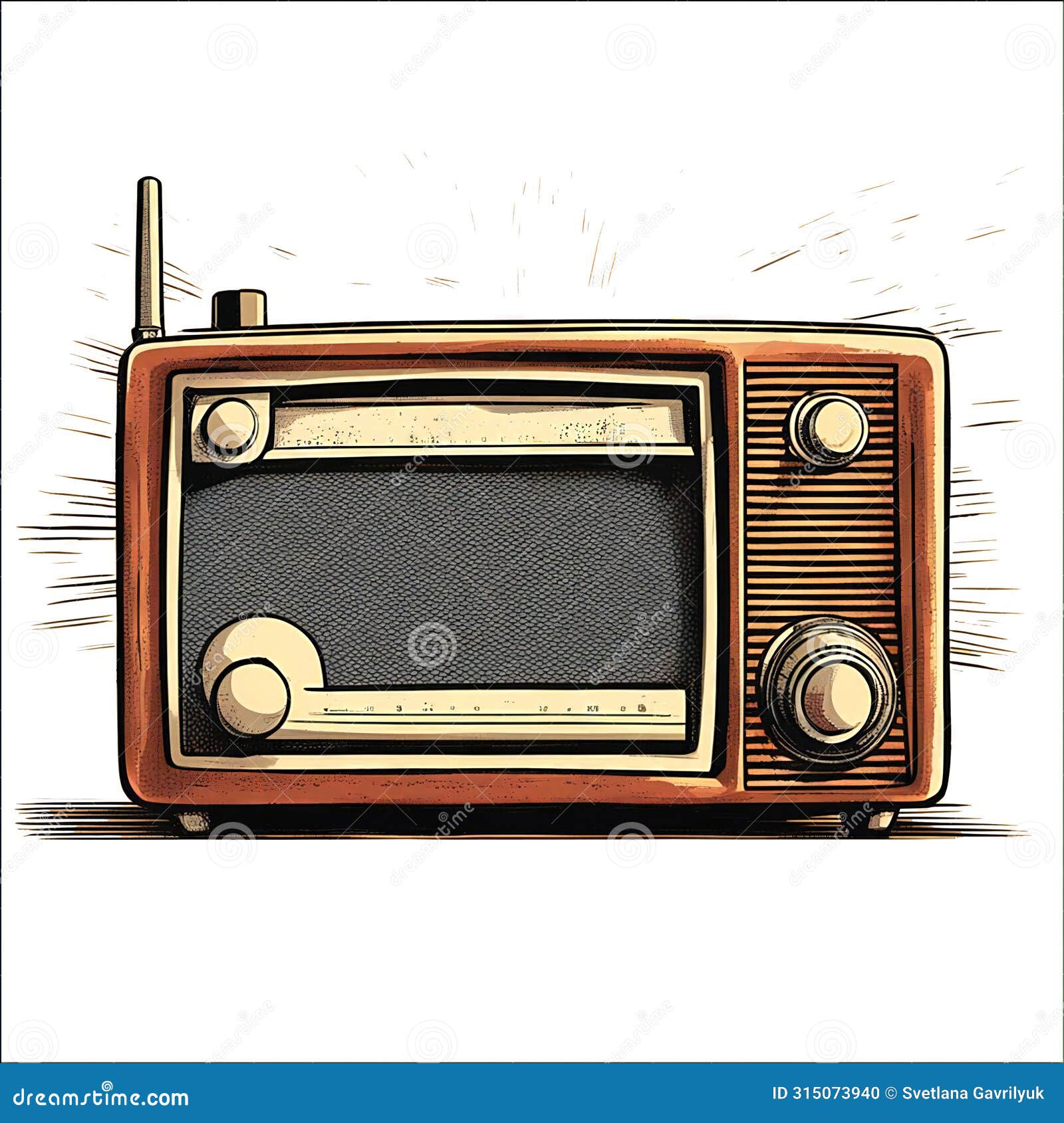 Antique Radio Set in the Style of a Comic Book with a Place for Text ...