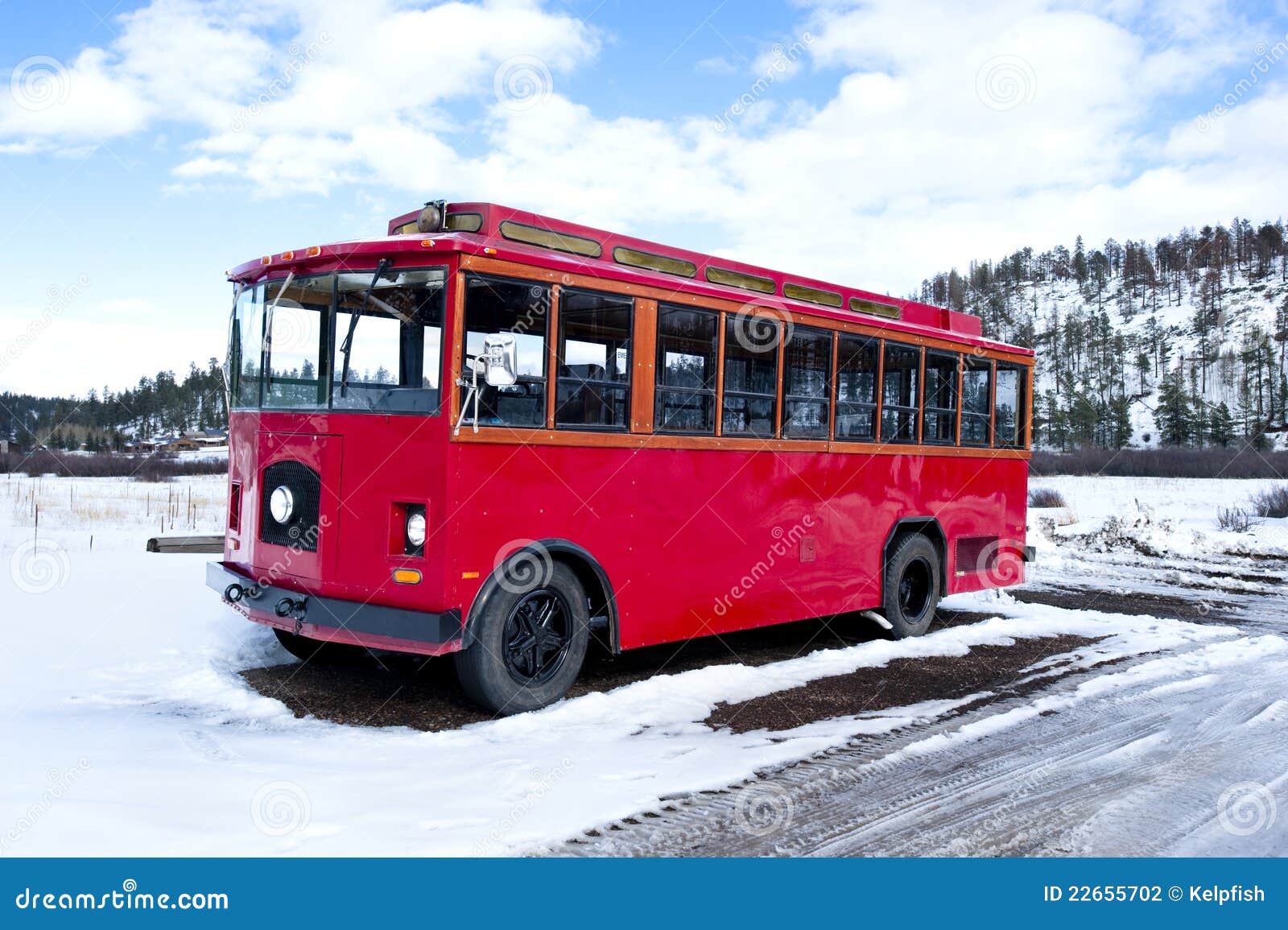 Antique red bus stock photo. Image of trolley, clouds - 22655702