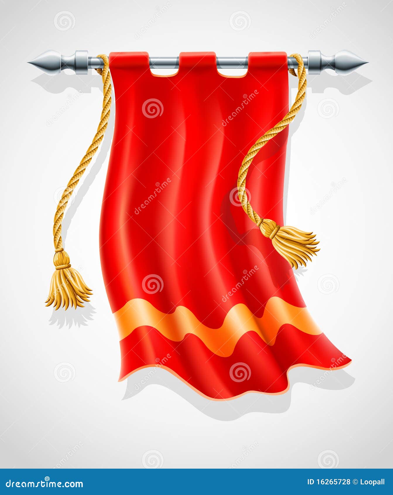 Antique Red Flag Flapping on Wind Stock Vector - Illustration of ...