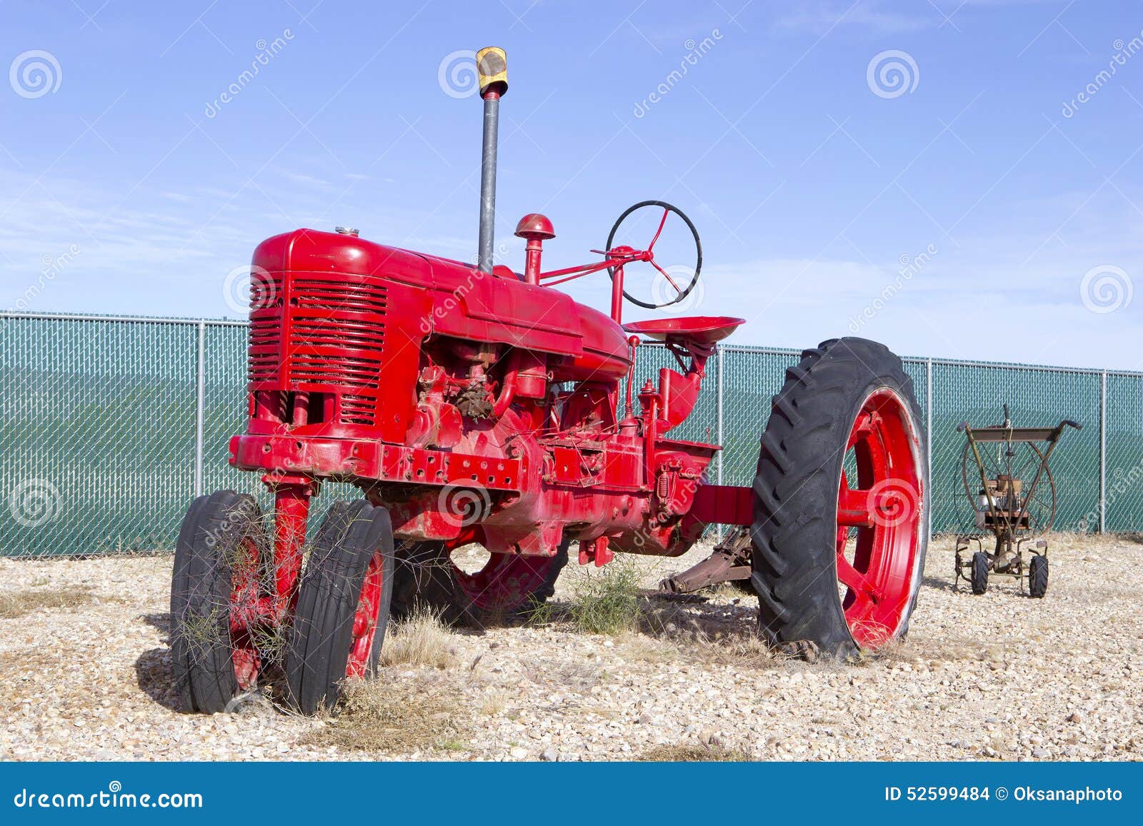 Antique red tractor stock photo. Image of tractor, cultivator - 52599484
