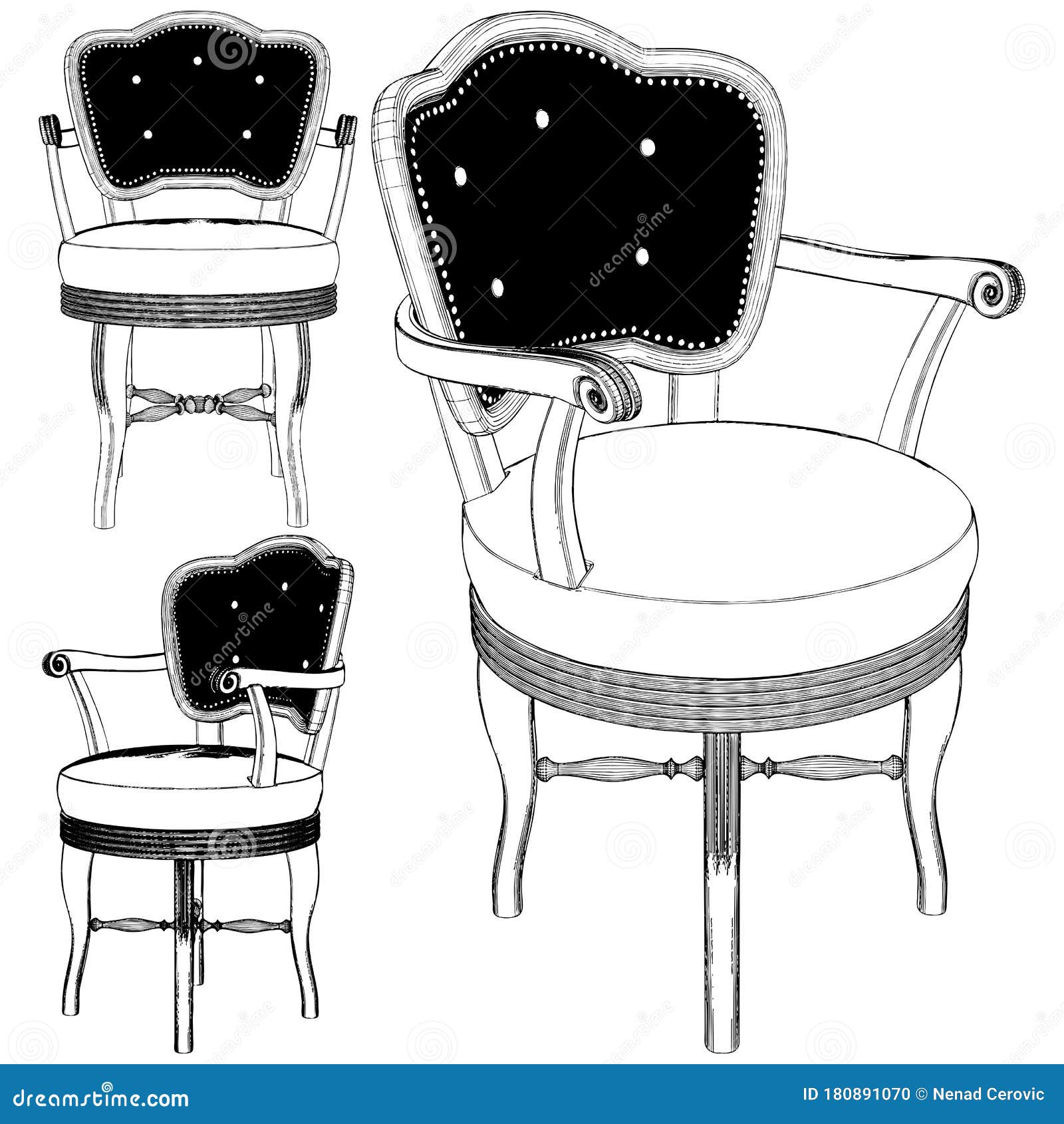 Antique Retro Chair Vector. Illustration Isolated on White Background ...