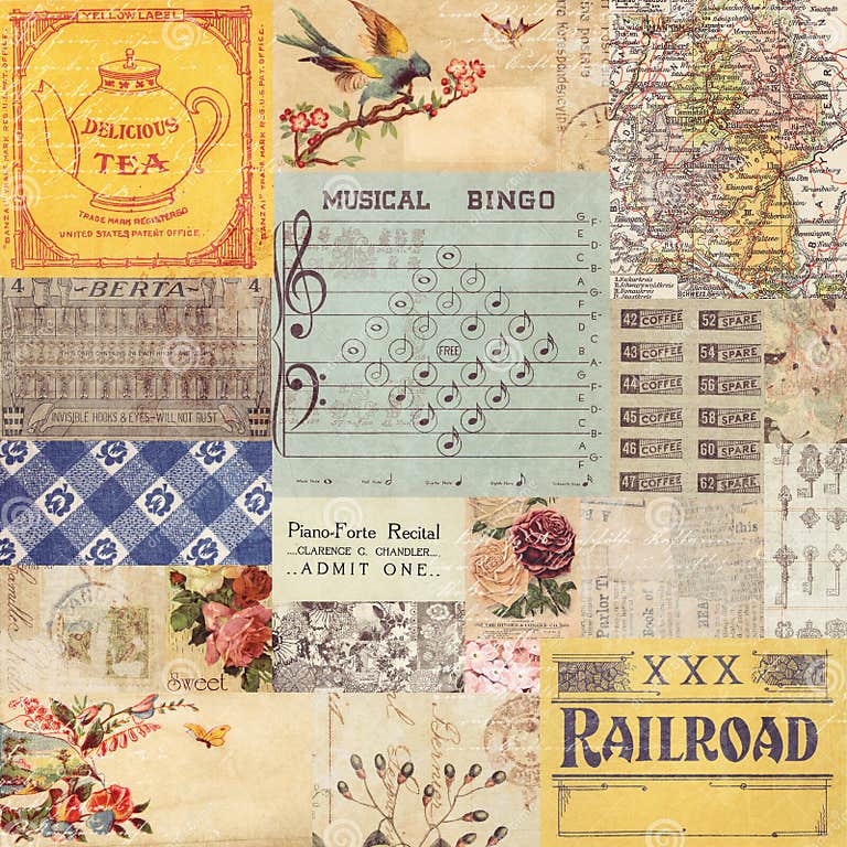 Antique Retro Paper Collage Stock Photo - Image of style, artistic ...
