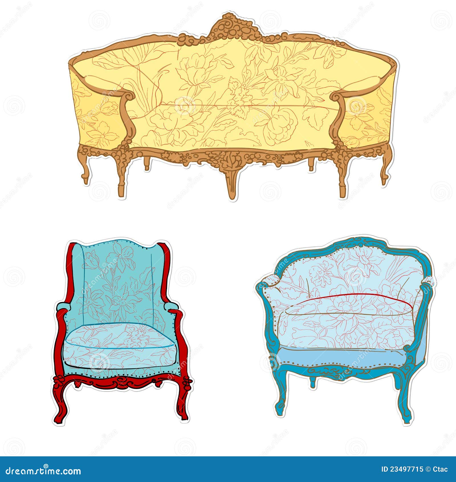 Rococo Antique Furniture Stickers Cartoon Vector | CartoonDealer.com ...