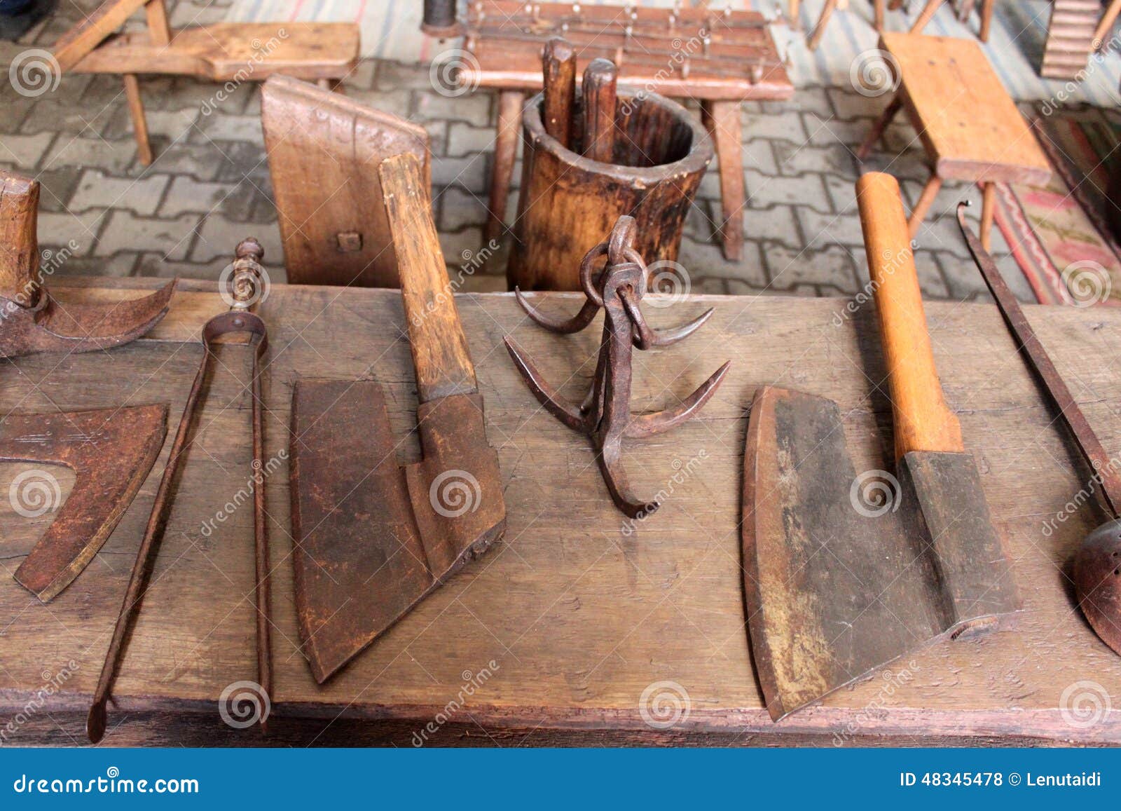 Antique Romanian Old Objects Stock Photo - Image of hatchet, handmade ...