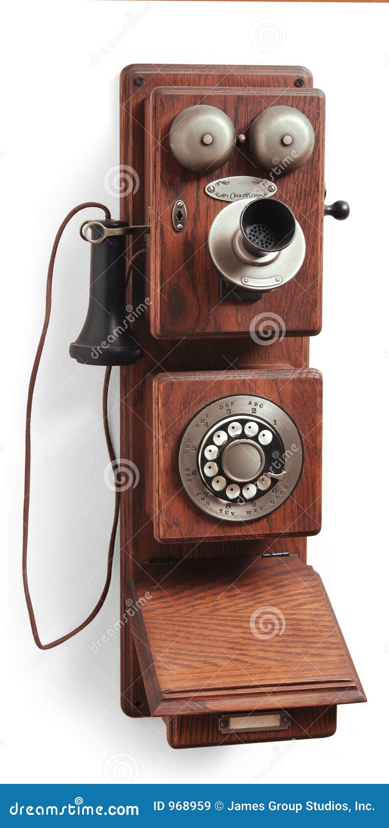 Antique Rotary Dial Telephone on White Stock Image - Image of party ...