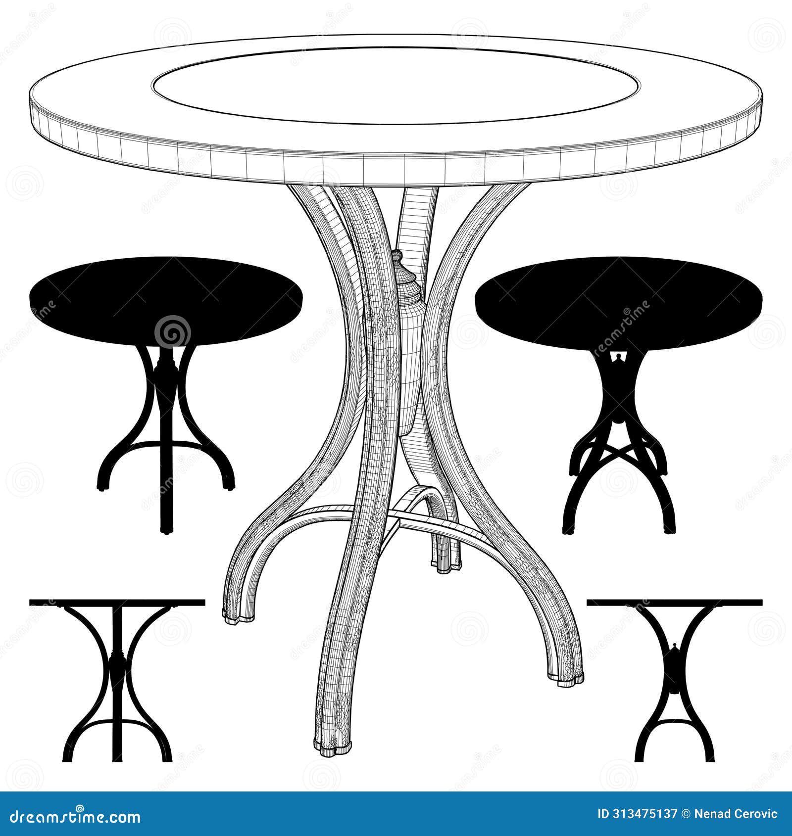 Antique Round Coffee Table Vector. Illustration Isolated on White ...